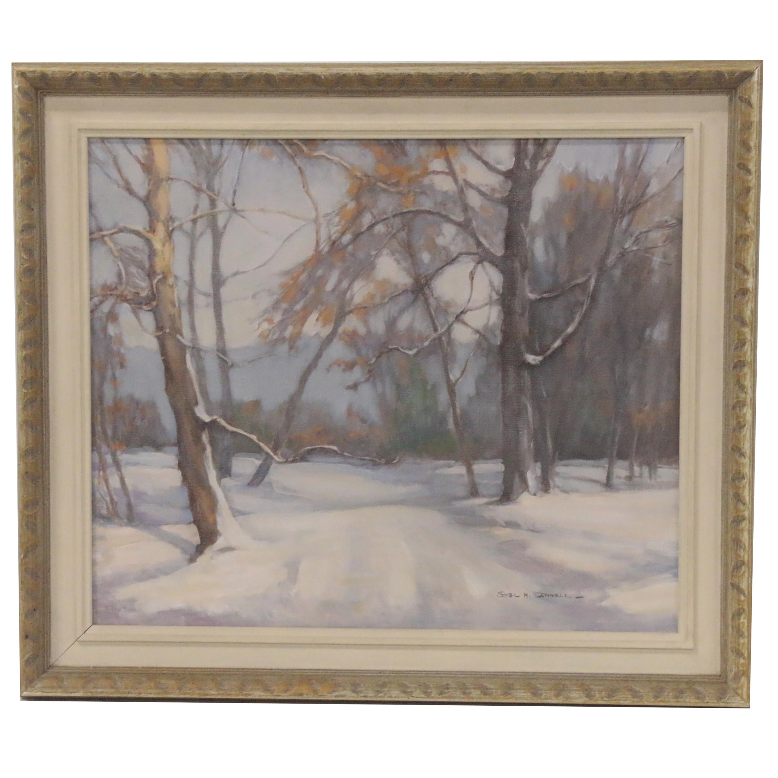Sybil Hunt Connell Landscape Oil Painting "November Snow," 1970 | EBTH