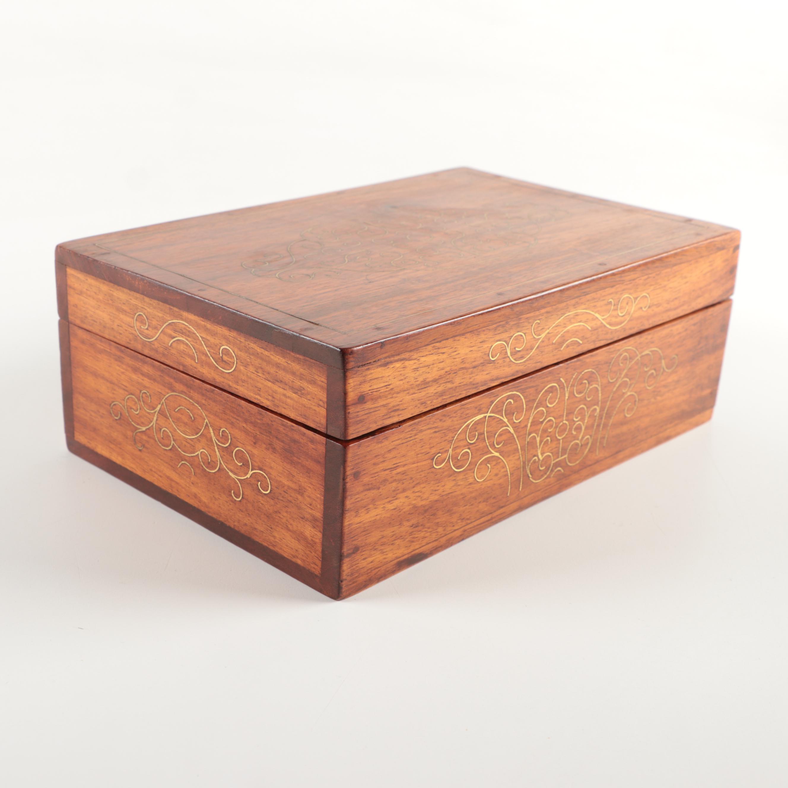 Anglo-Indian Sheesham Nesting Boxes with Brass Inlays | EBTH