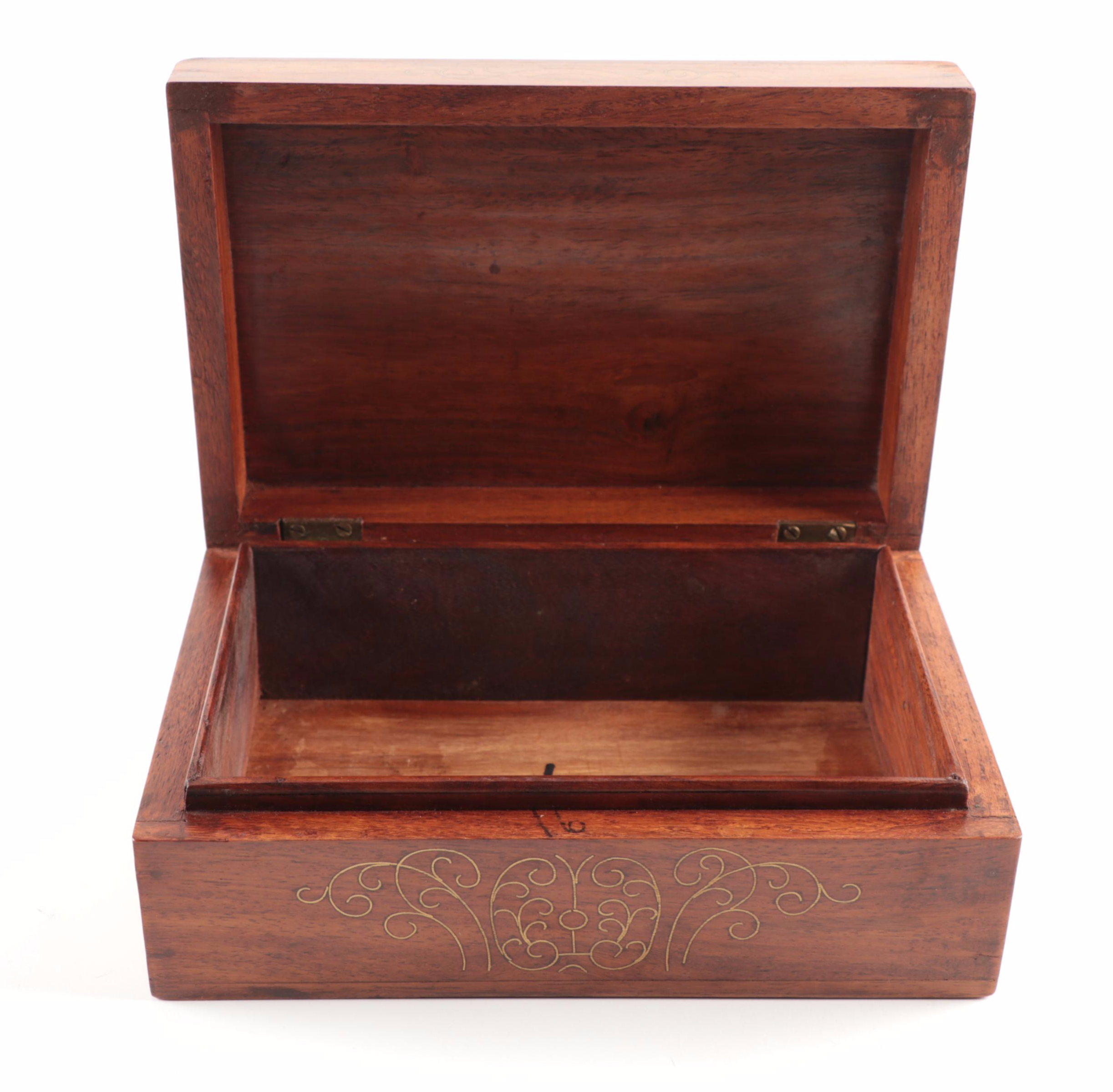 Anglo-Indian Sheesham Nesting Boxes with Brass Inlays | EBTH