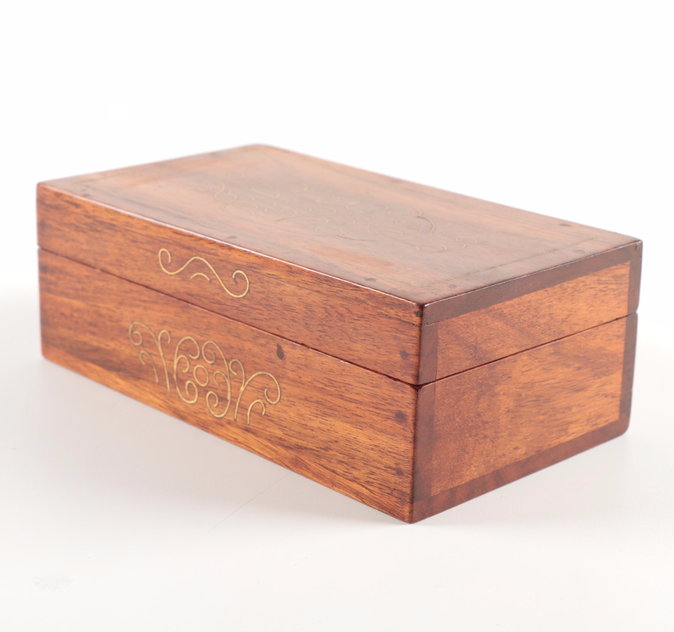 Anglo-Indian Sheesham Nesting Boxes with Brass Inlays | EBTH