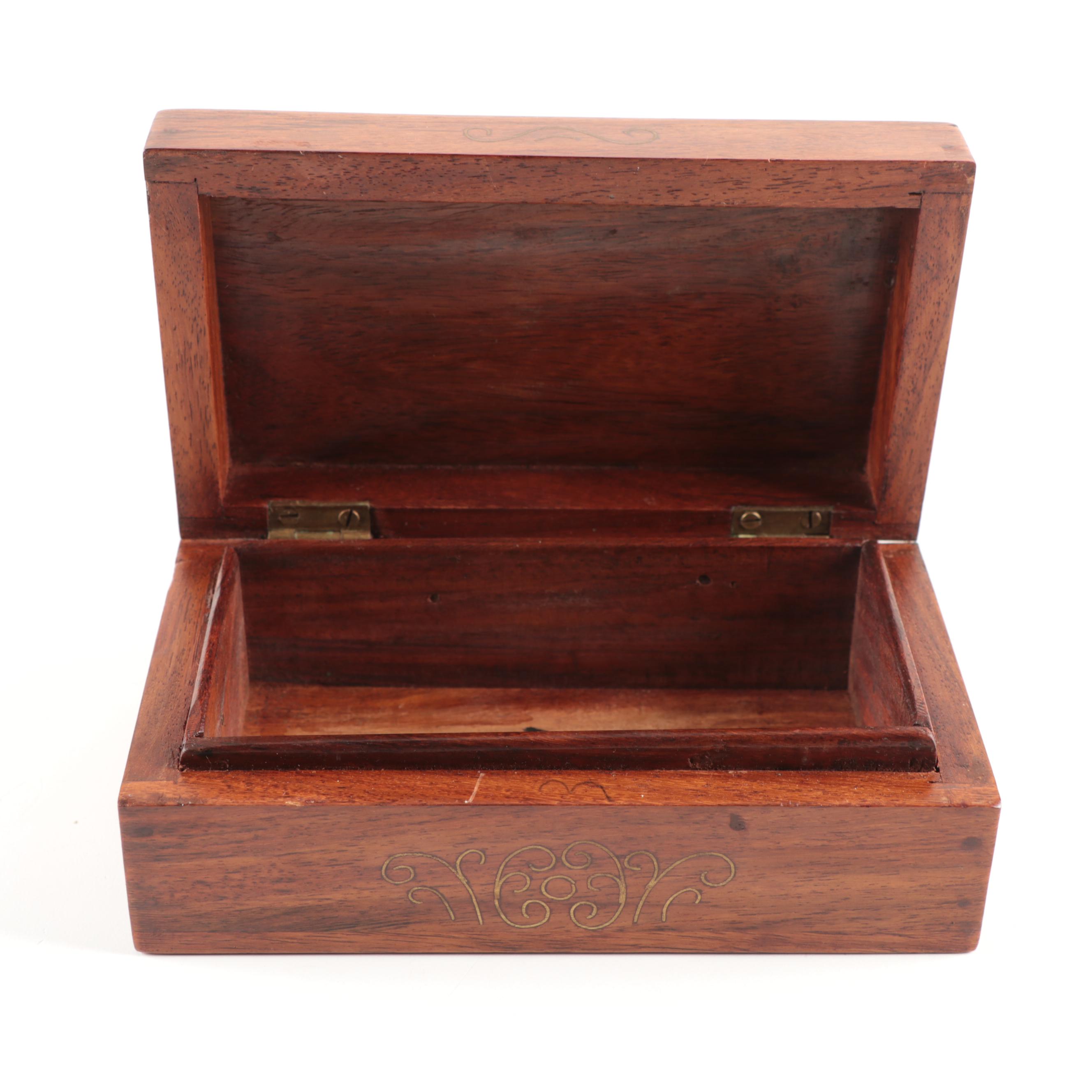 Anglo-Indian Sheesham Nesting Boxes with Brass Inlays | EBTH