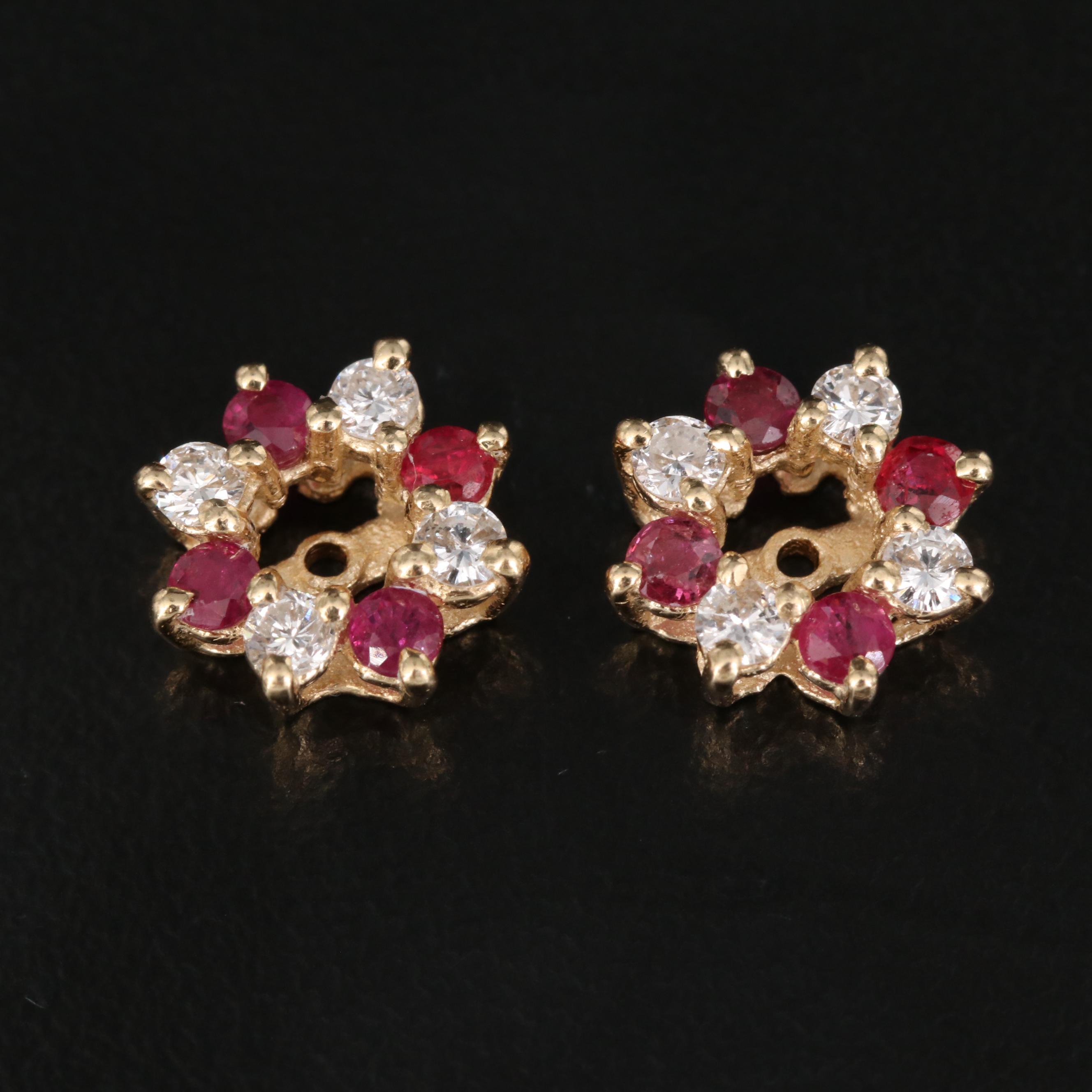 Pair of 14K Yellow Gold and Diamond Earring Jackets | EBTH