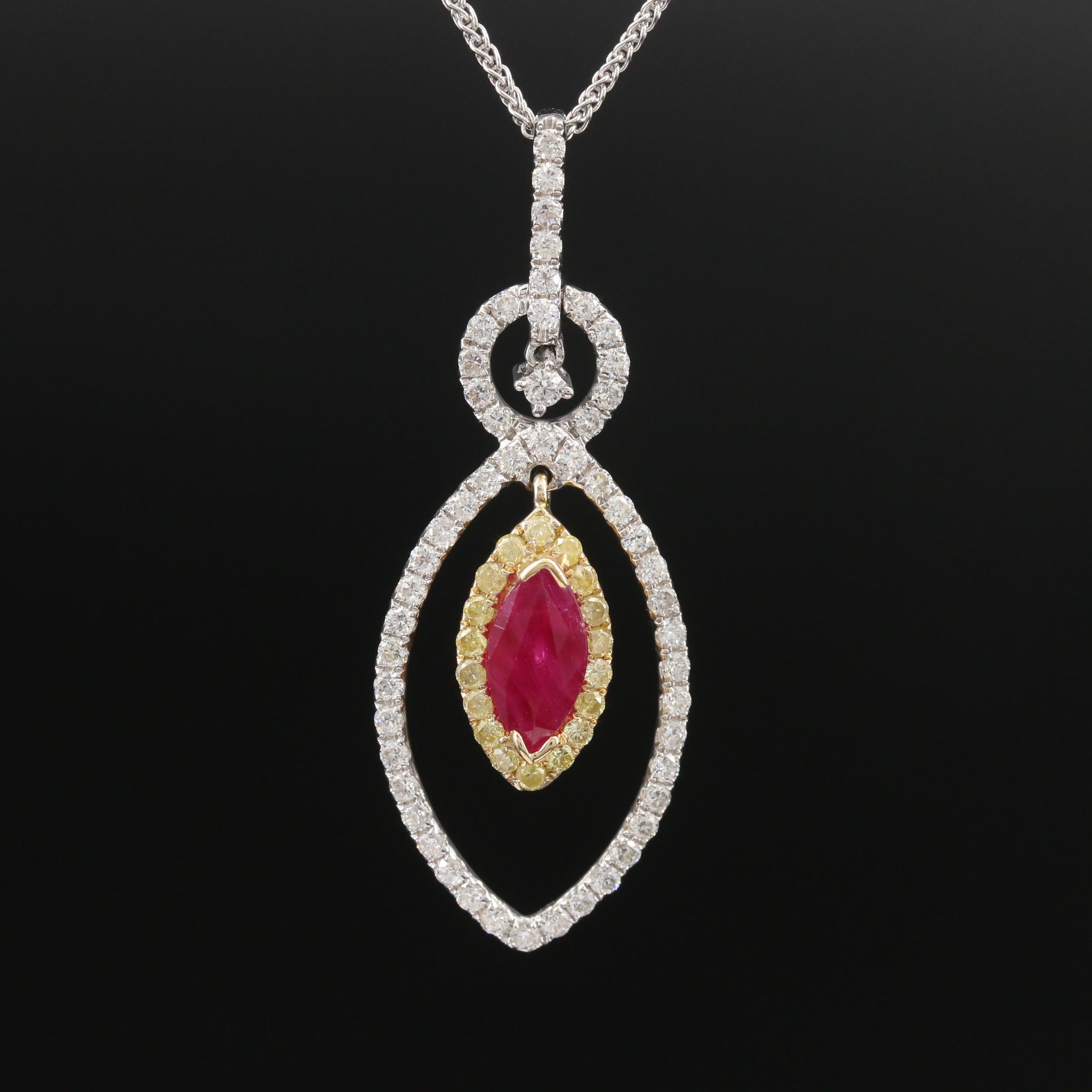 Hana 18K Ruby and Diamond Pendant Necklace | EBTH