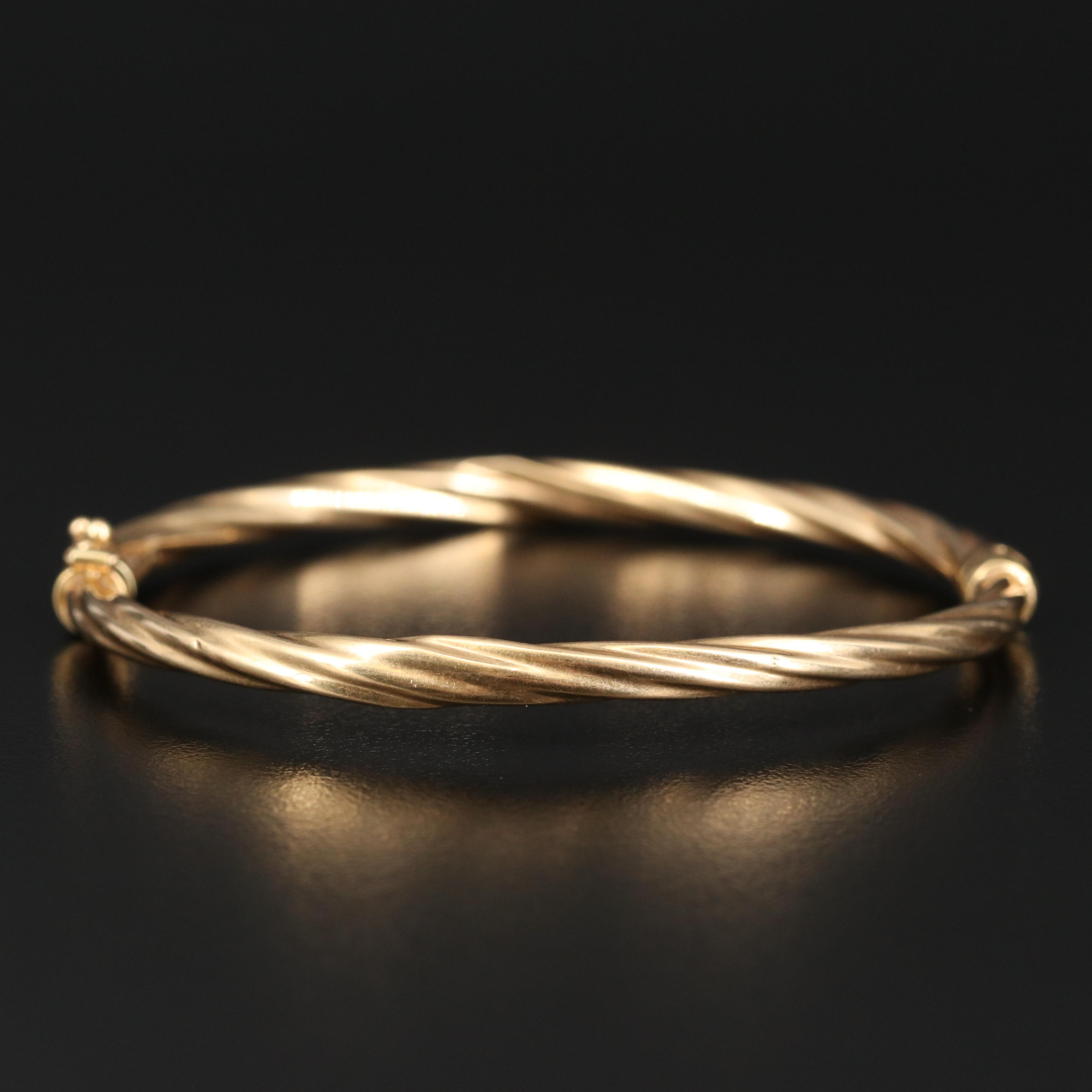 Italian 14K Gold Twisted Bangle | EBTH