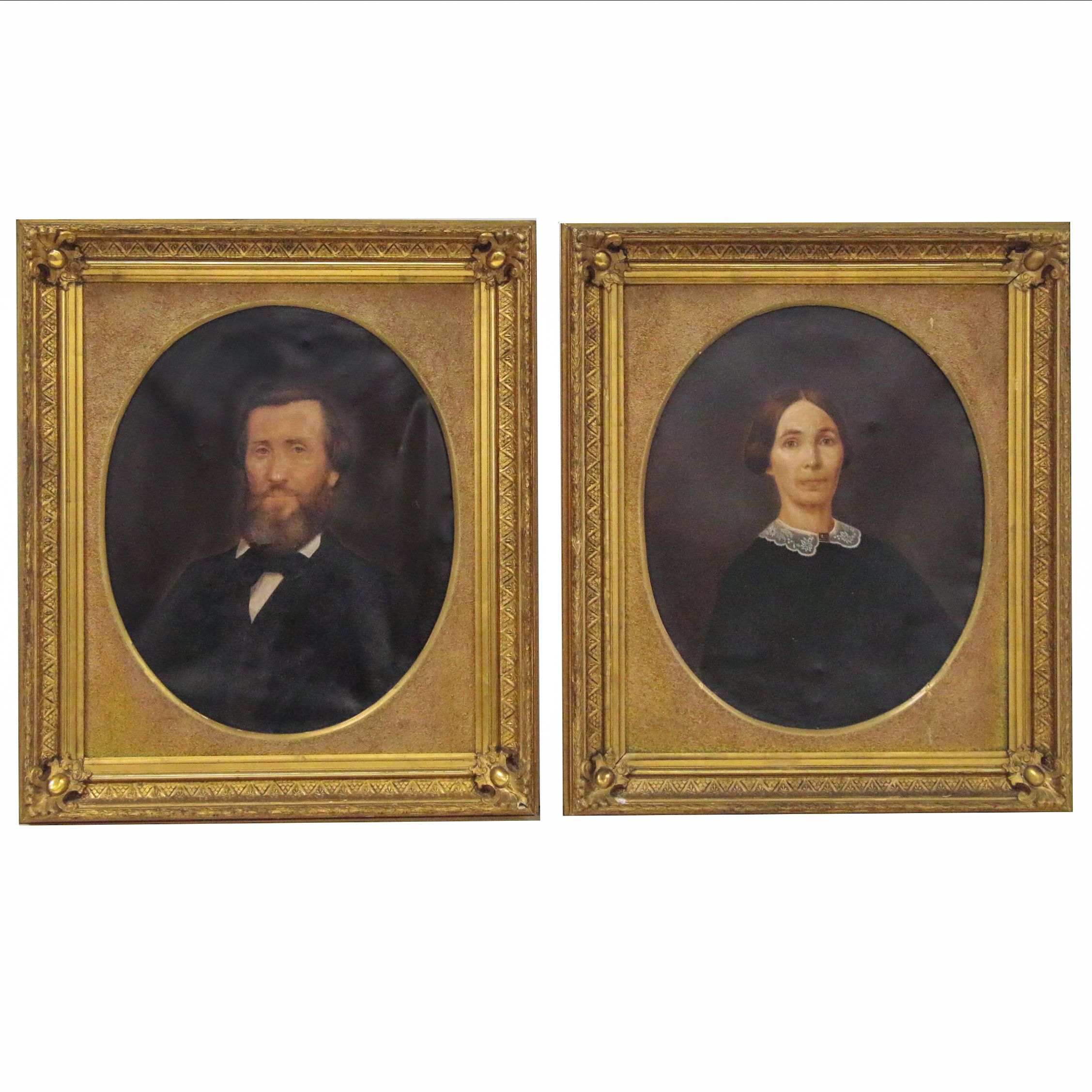 Marcus Mote Oil Portraits of Lady and Gentleman, 1862 | EBTH