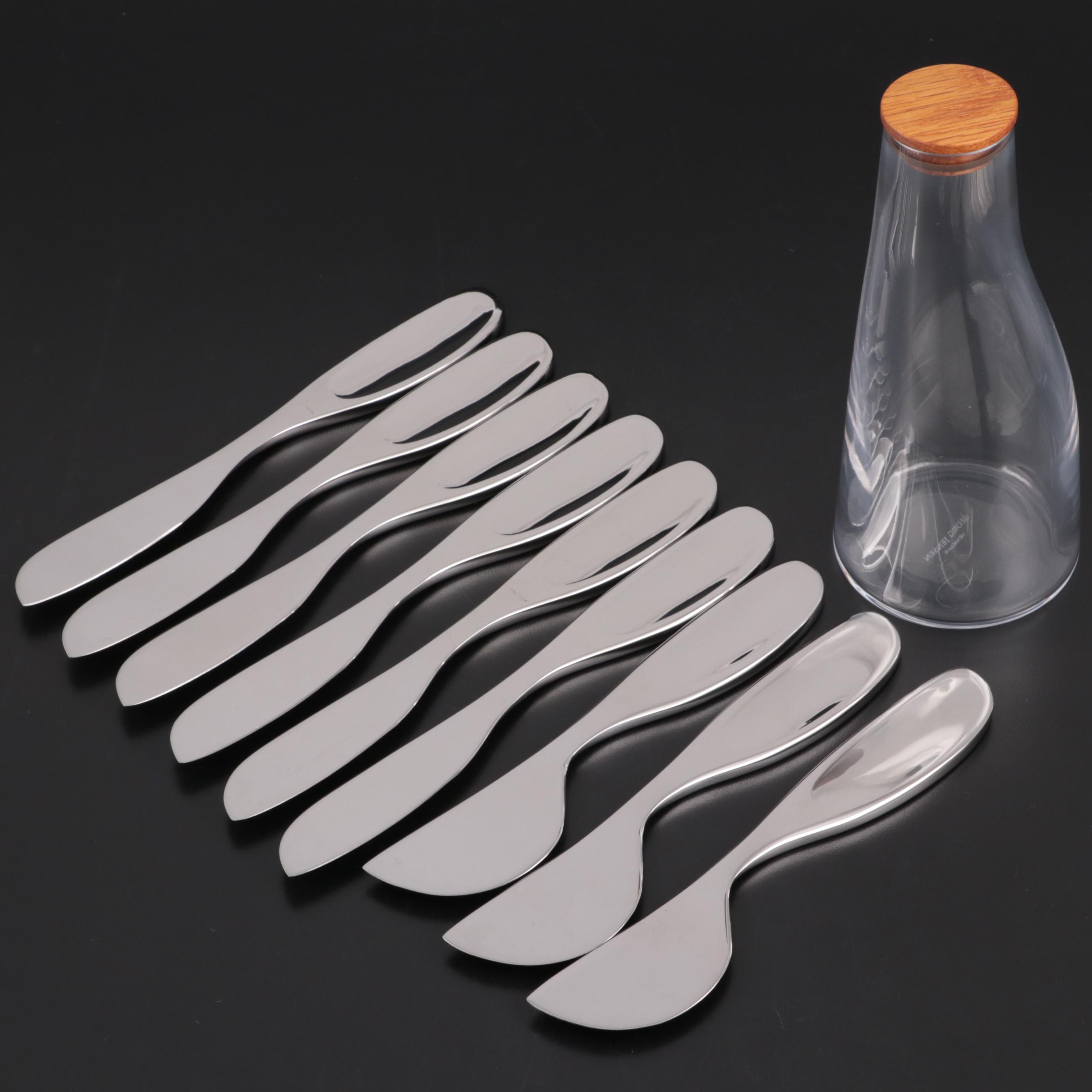 Georg Jensen "Alfredo" Stainless Steel Cheese Knives with "Barbry ...