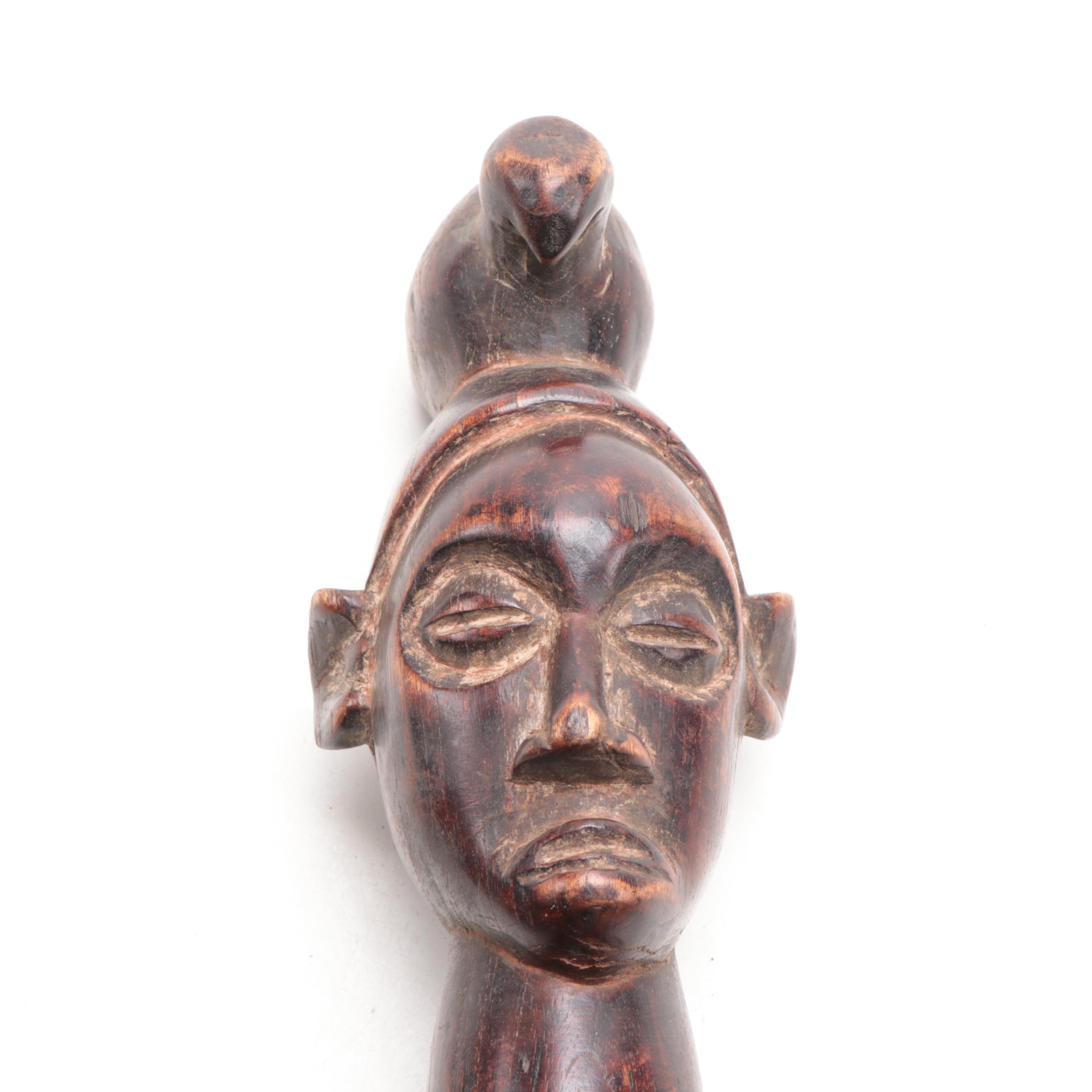 Yaka Carved Wood Figure and Figural Slit Drum, Central Africa | EBTH