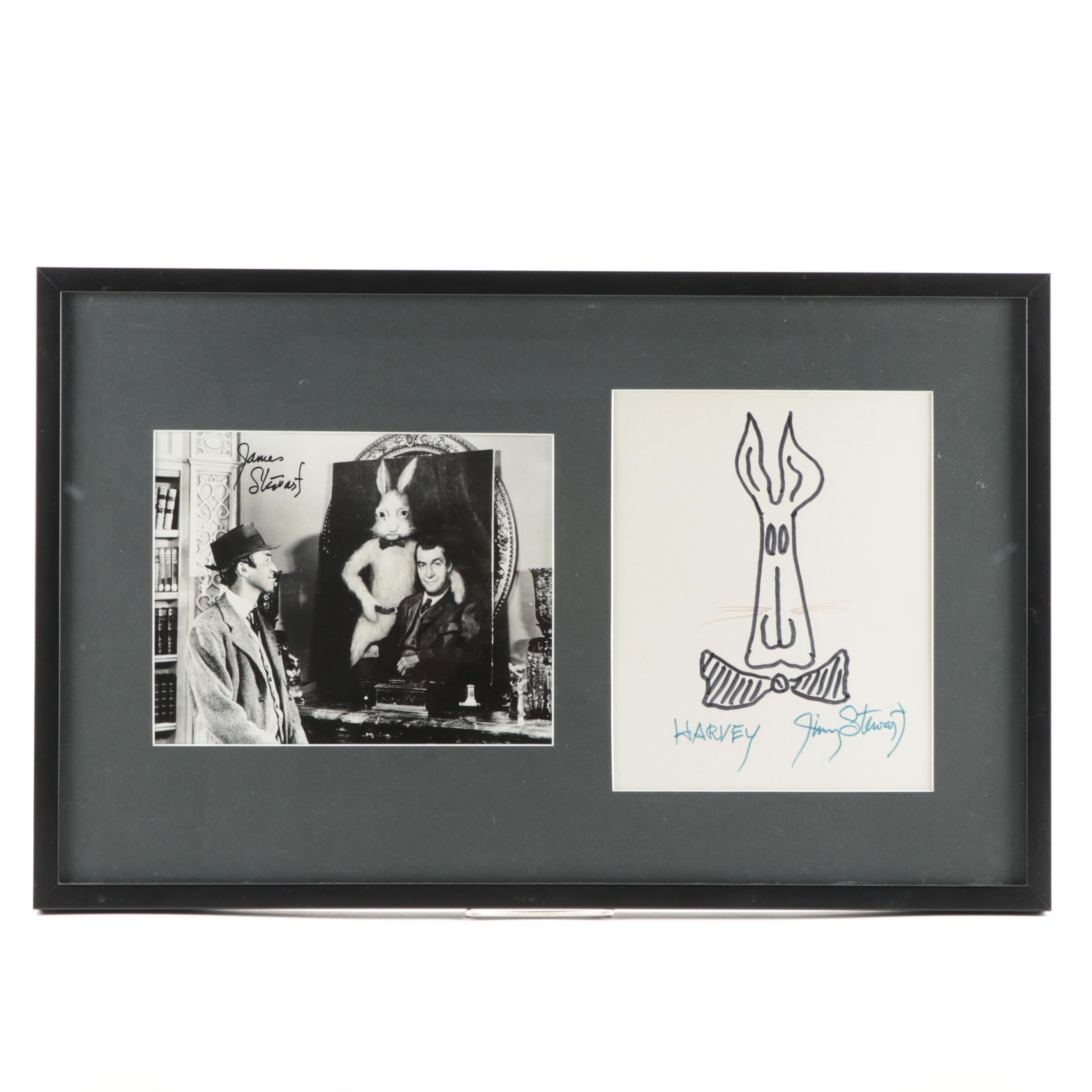 Jimmy Stewart Signed "Harvey the Rabbit" Original Framed Artwork, COA ...