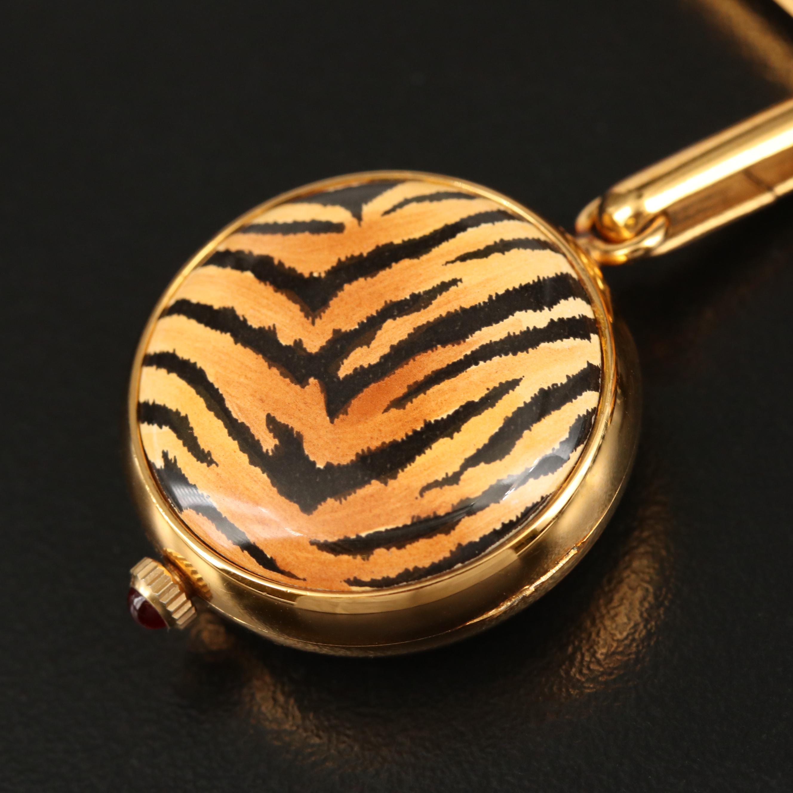 Halcyon Days Enamel and Gold Tone Quartz Brooch Watch | EBTH