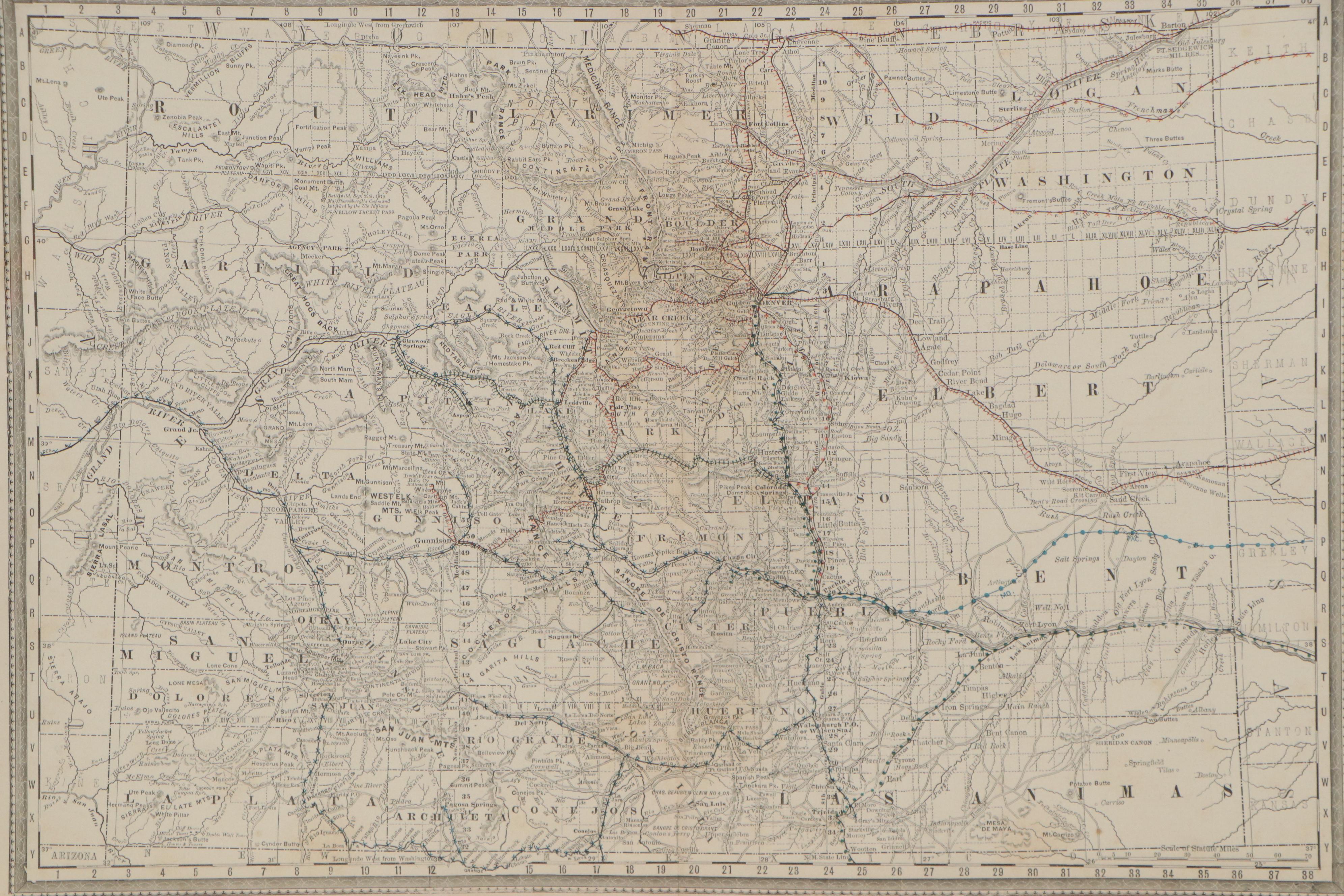 Rand McNally & Co. Railroad Map of Colorado, Late 19th Century | EBTH