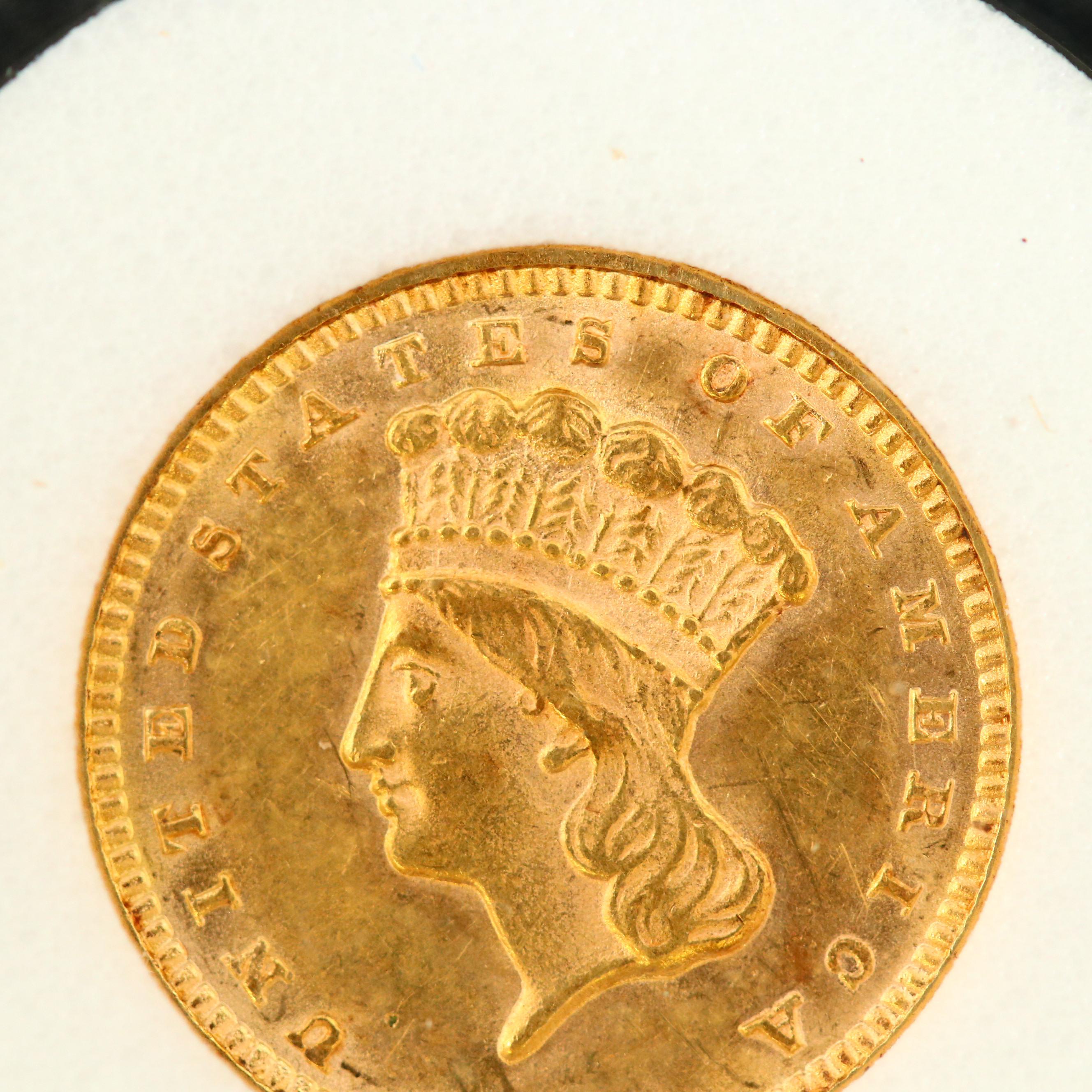 1874 $1 Indian Princess Head Gold Coin | EBTH