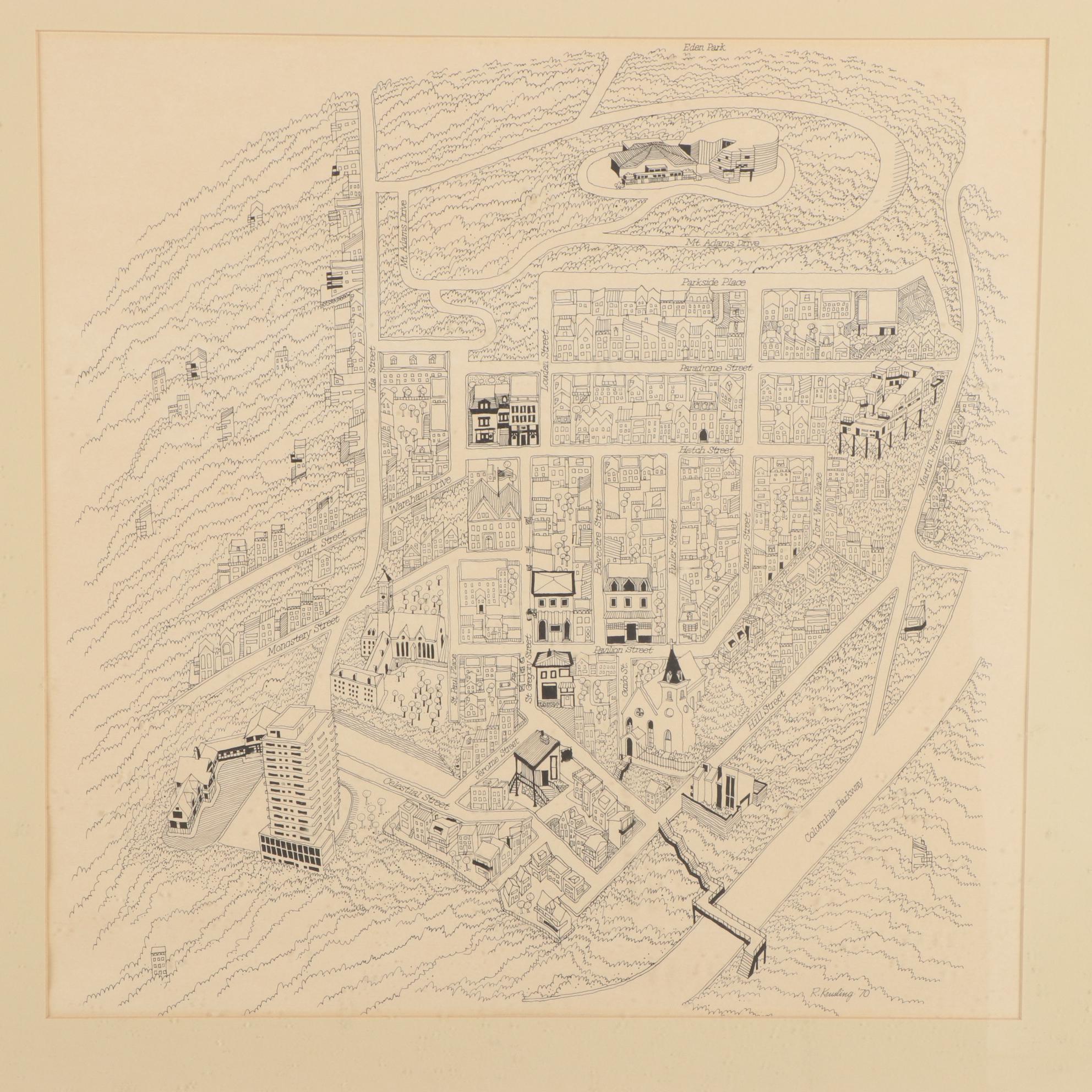 Robert Krusling Lithographic Map of Mt. Adams, 1970 | EBTH