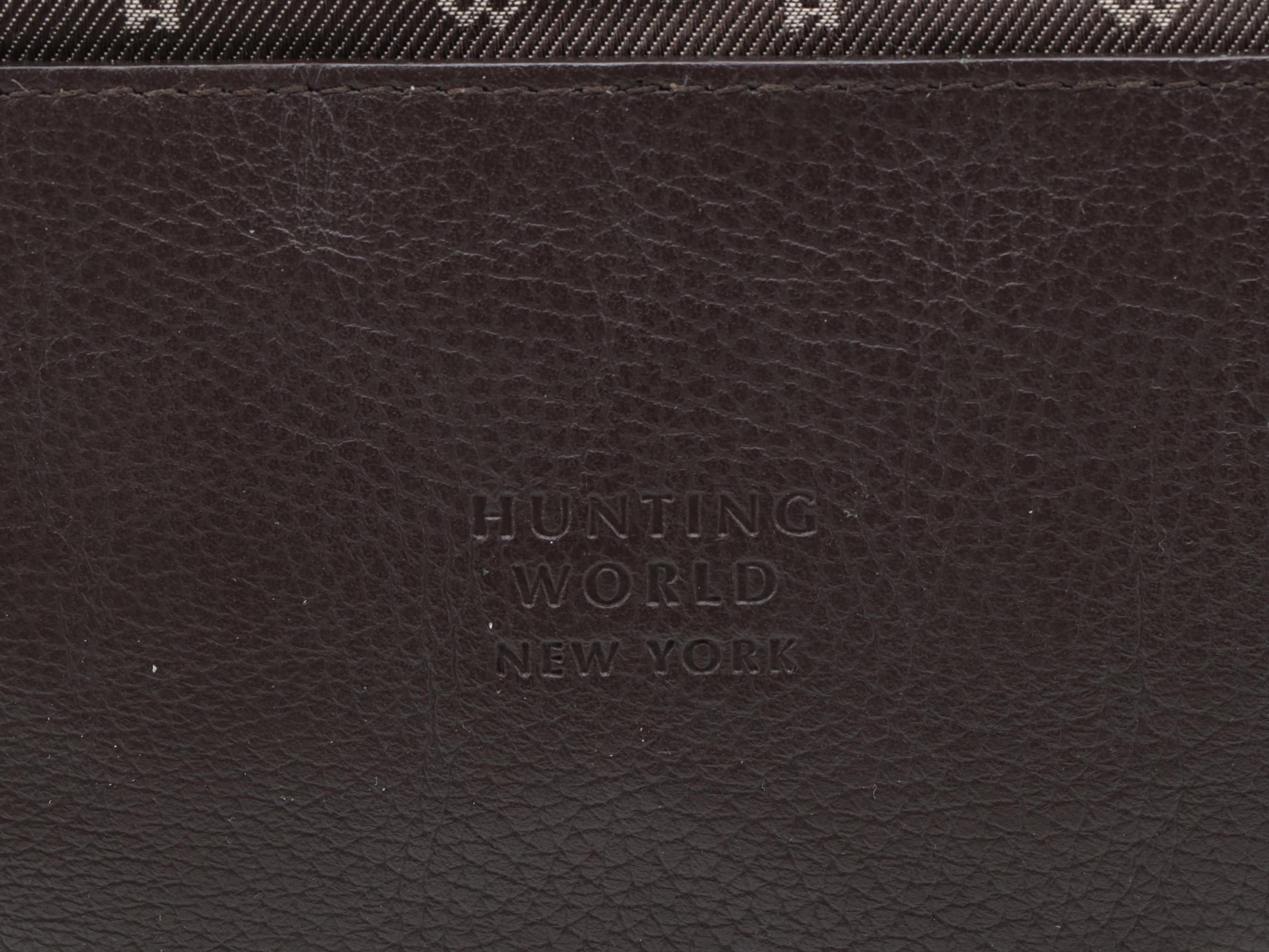 Hunting World Ring Handle Tote Bag in Logo Canvas with Leather Trim | EBTH