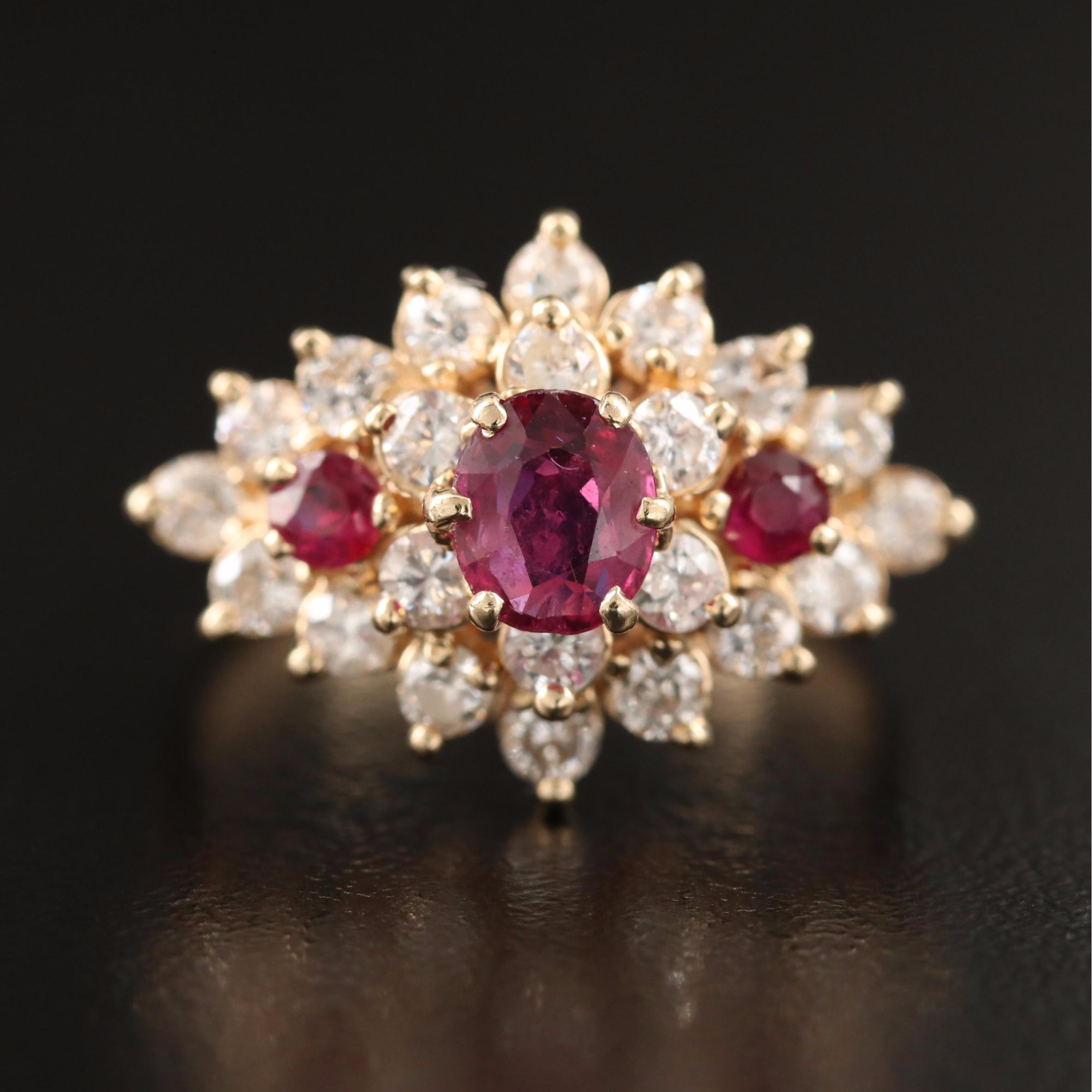 Contemporary 14K Yellow Gold Ruby Ring | EBTH