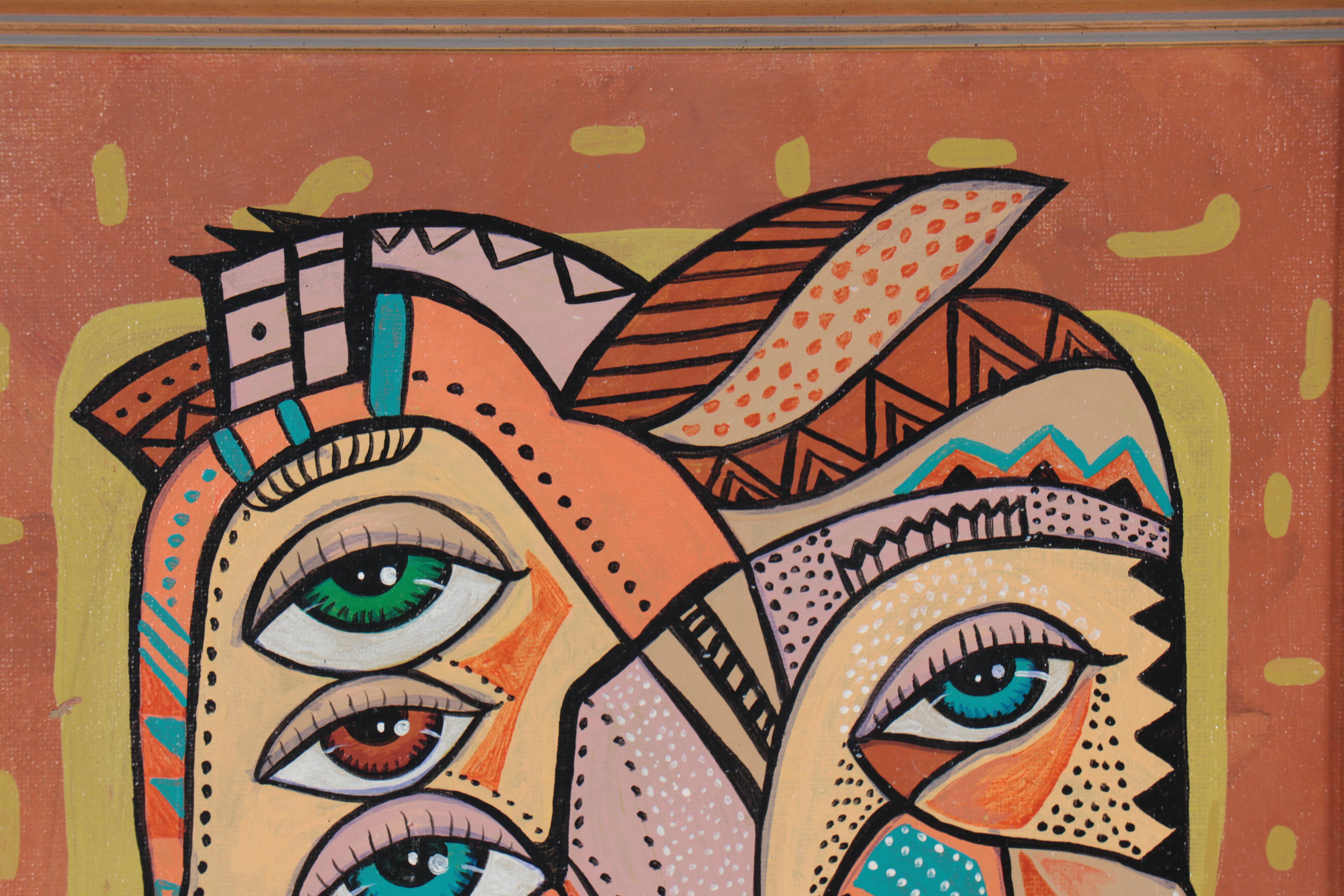 Ricardo Maya Acrylic Painting of Cubist Style Figure | EBTH