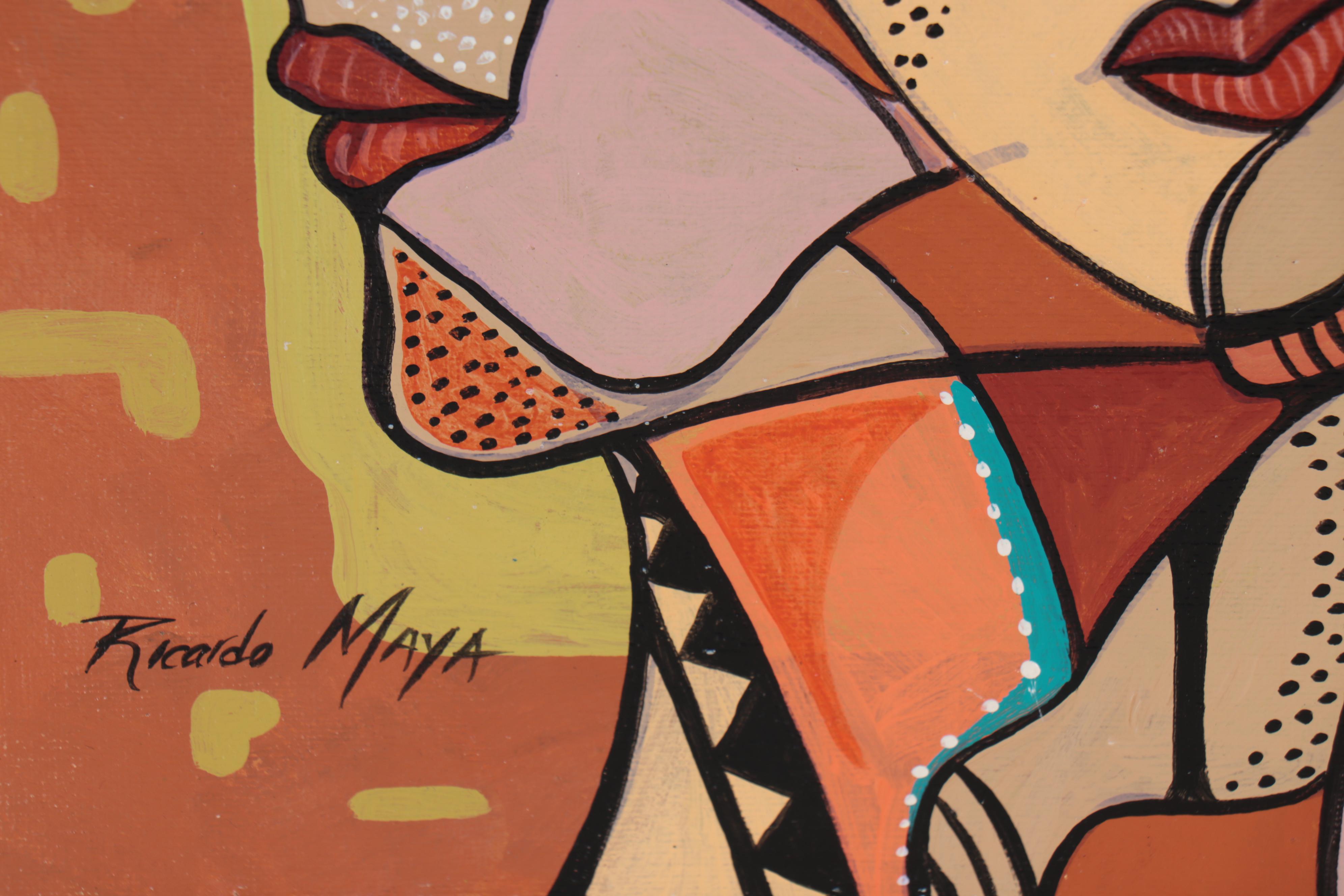 Ricardo Maya Acrylic Painting of Cubist Style Figure | EBTH
