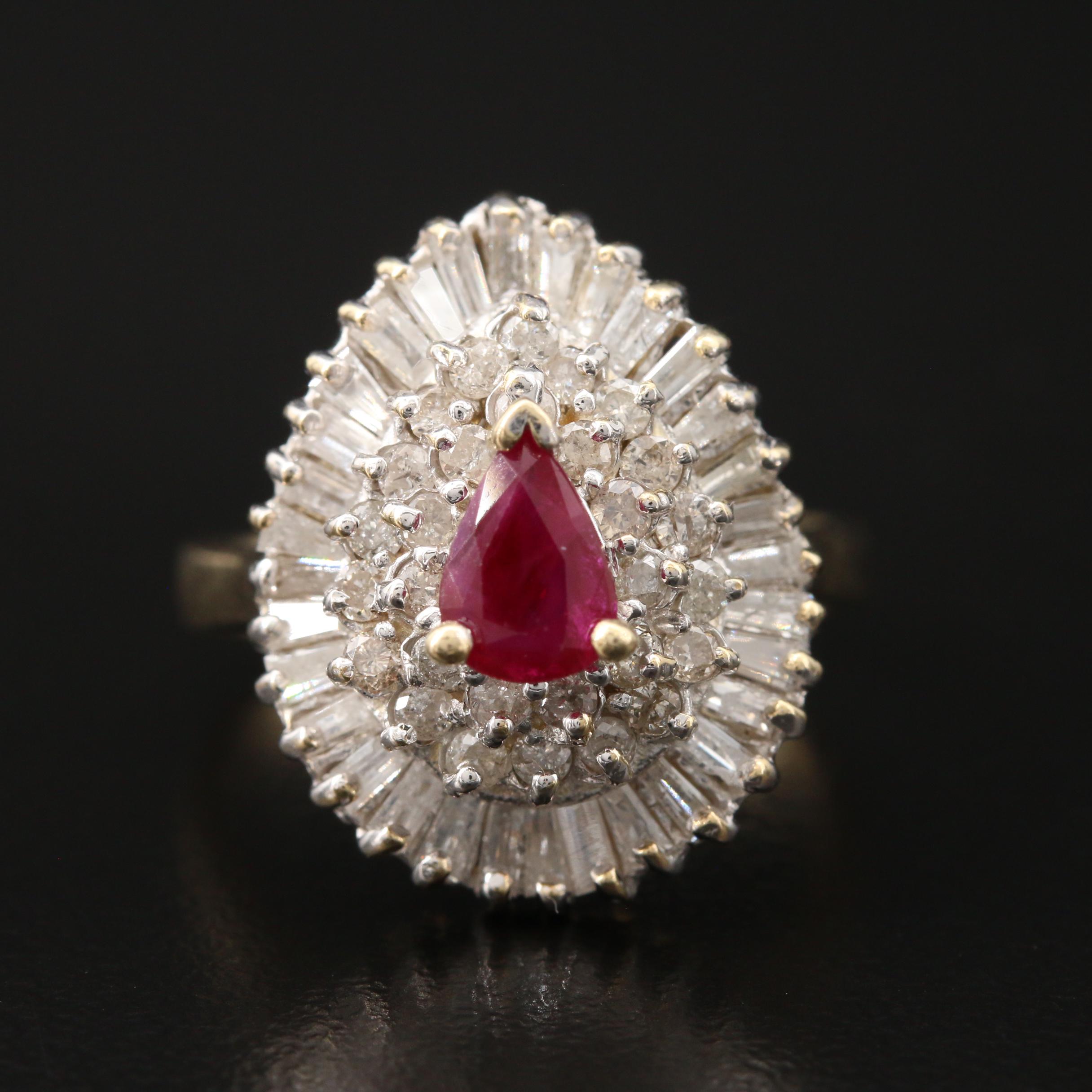 Contemporary 14K Yellow Gold Ruby Ring | EBTH