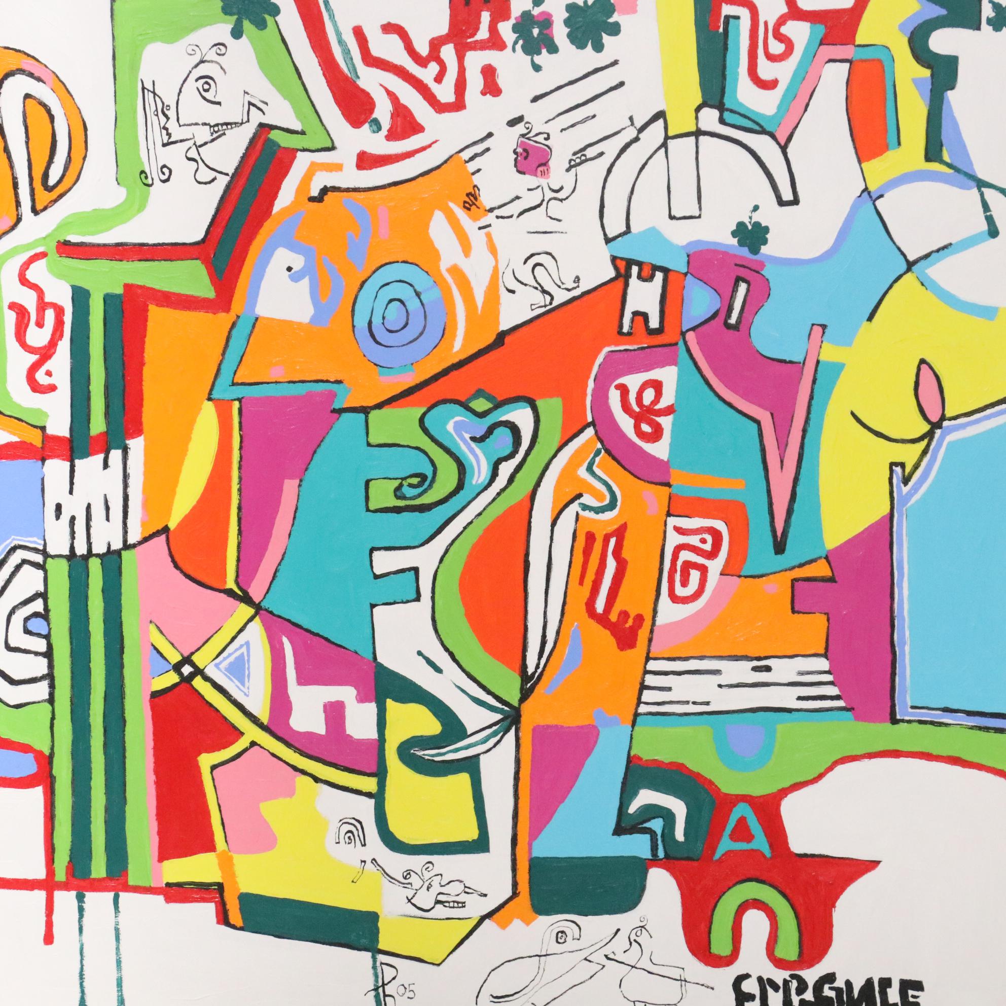 Phyllis Trager Hyman Abstract Acrylic Painting "Emergence," 2005 | EBTH