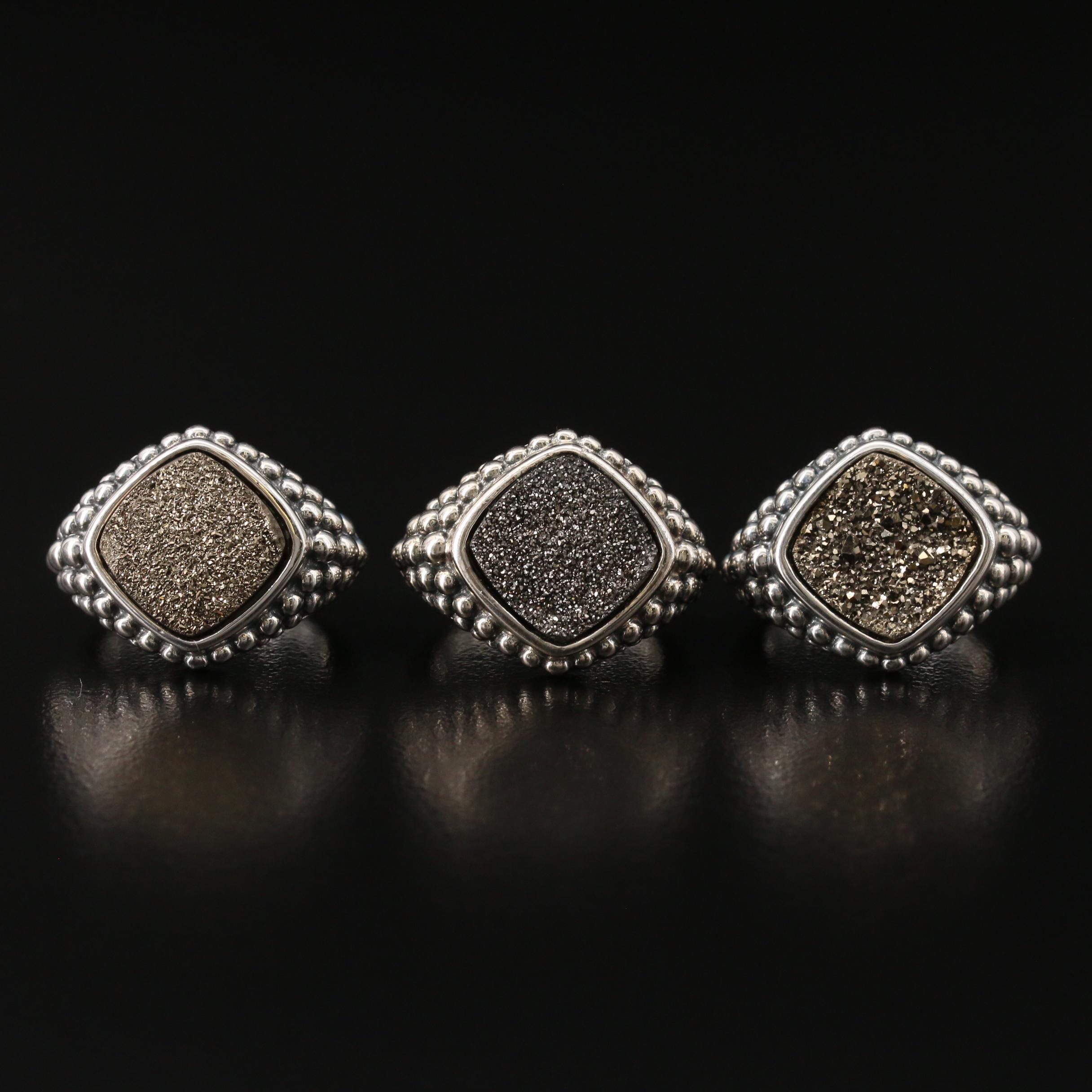 Nicky Butler Sterling Silver Druzy Quartz and Multi-Color Stone Ring | EBTH
