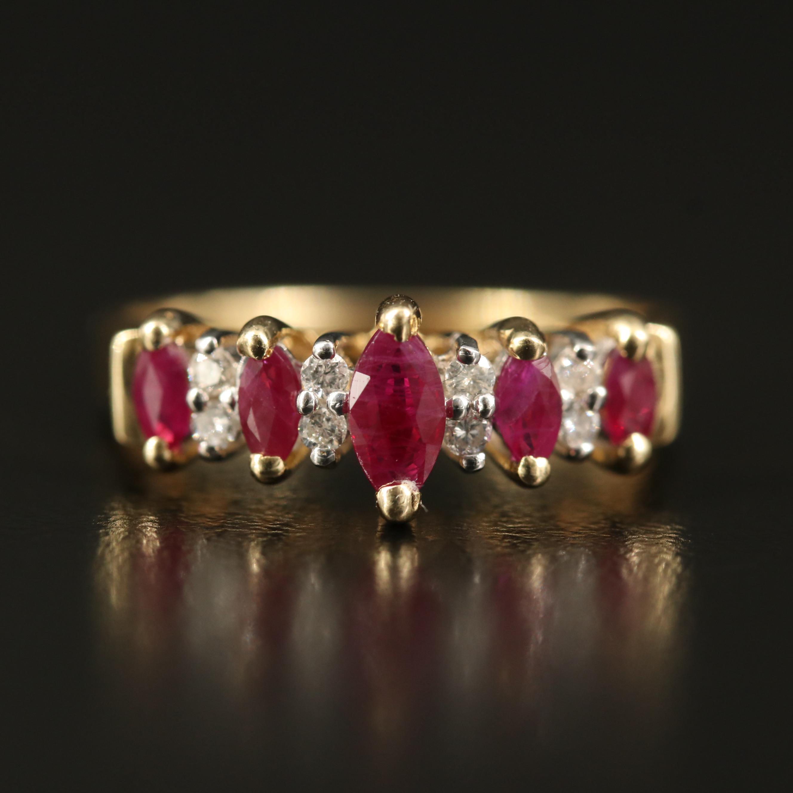 Vintage 10K Ruby and White Spinel Ring | EBTH