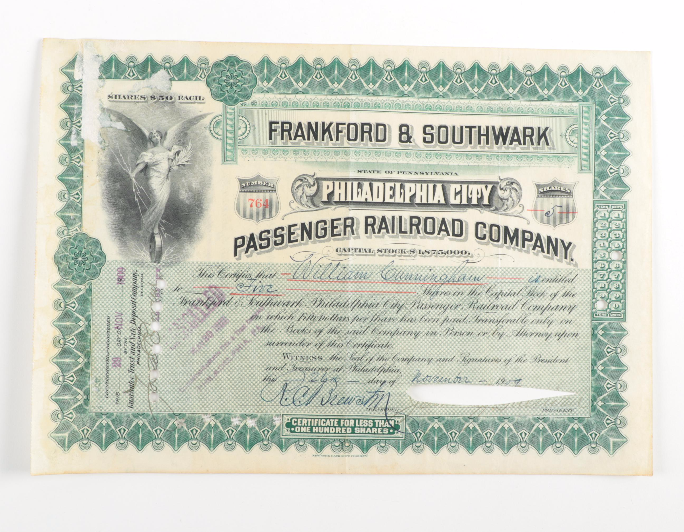 Two Vintage Railroad Stock Certificates | EBTH