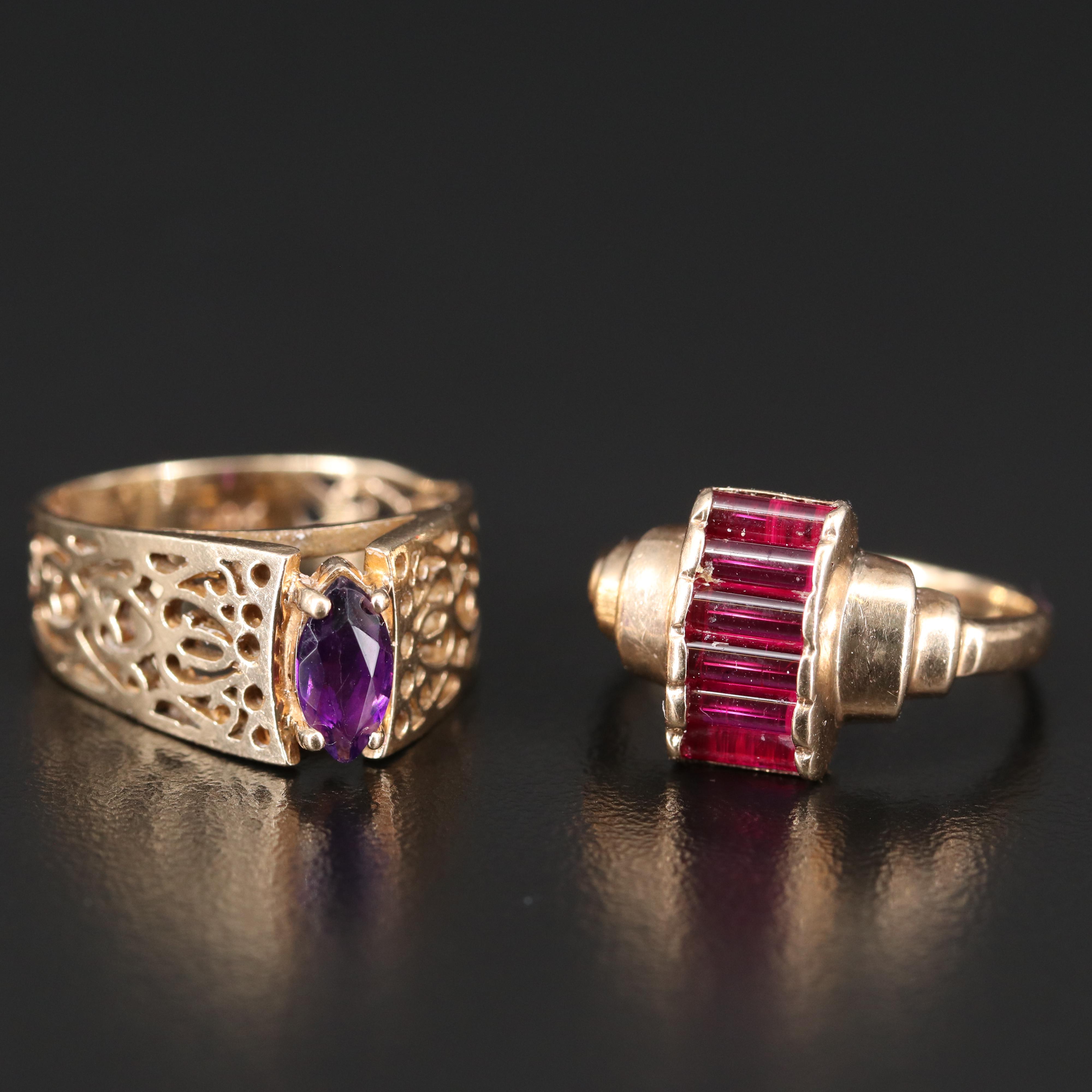10K Yellow Gold Claddagh Ruby Ring | EBTH