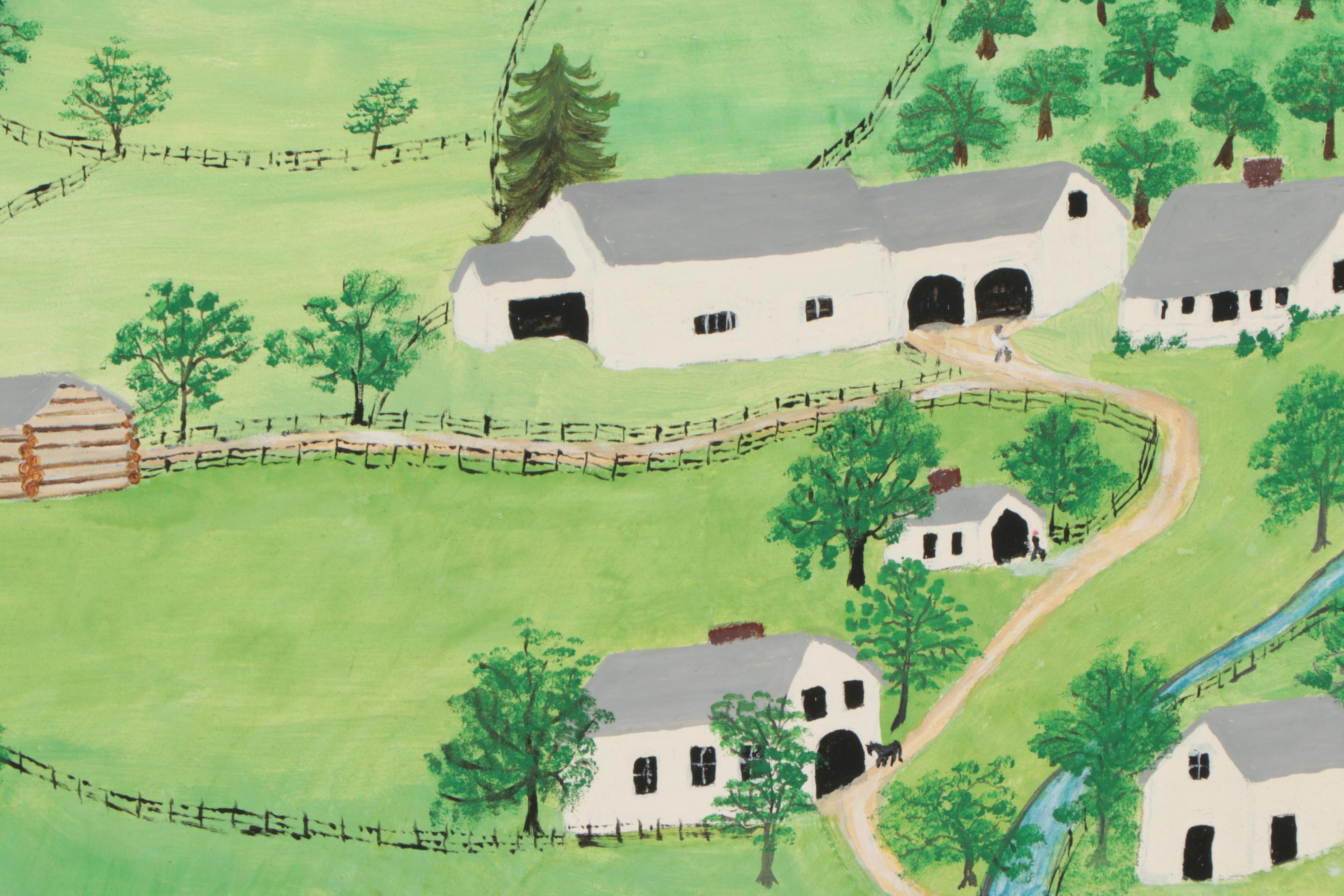 Grandma Moses Folk Art Tempera Painting "King Church," 1952 | EBTH