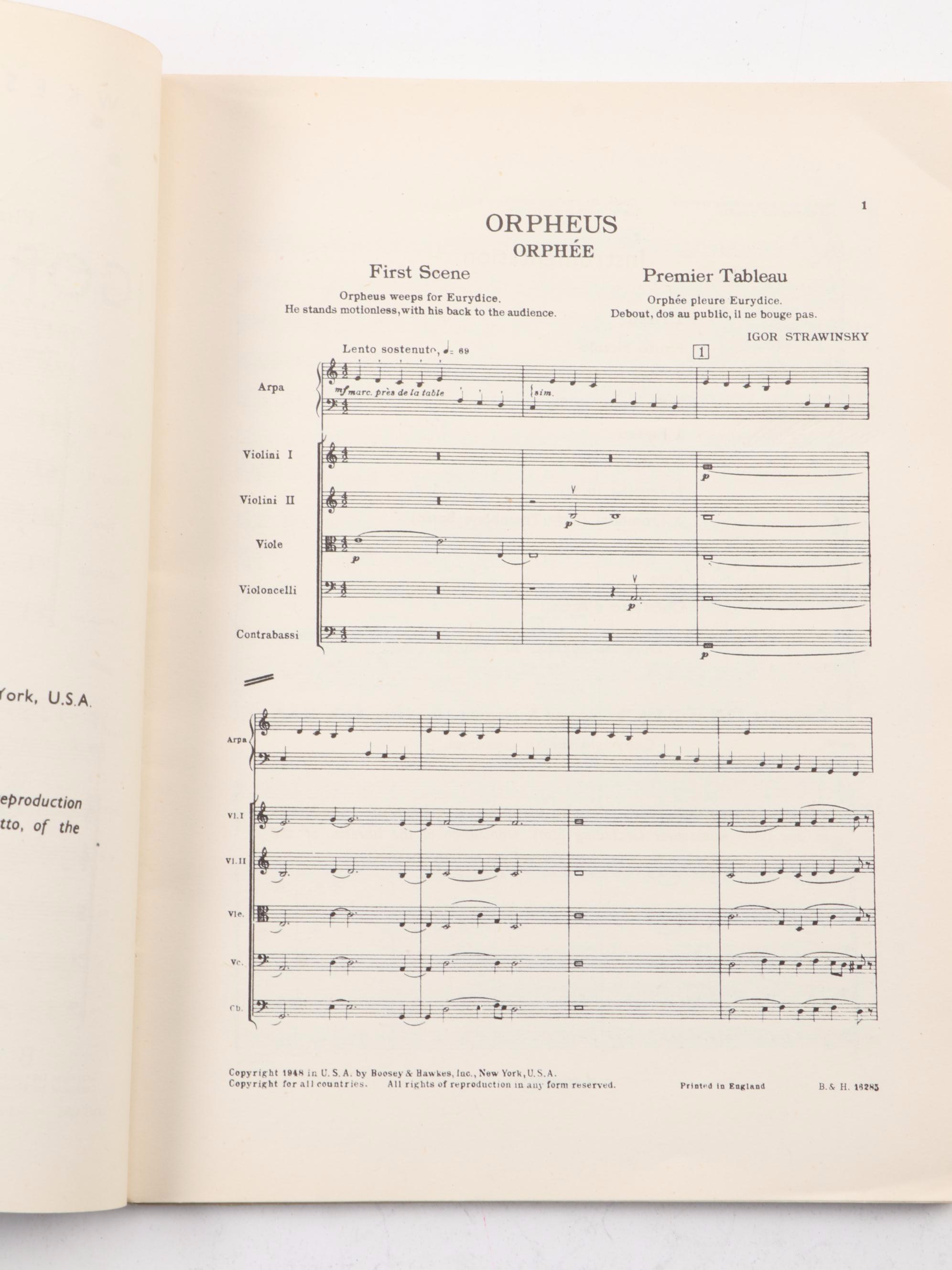 Signed "Orpheus" Ballet Score by Igor Stravinsky and More | EBTH