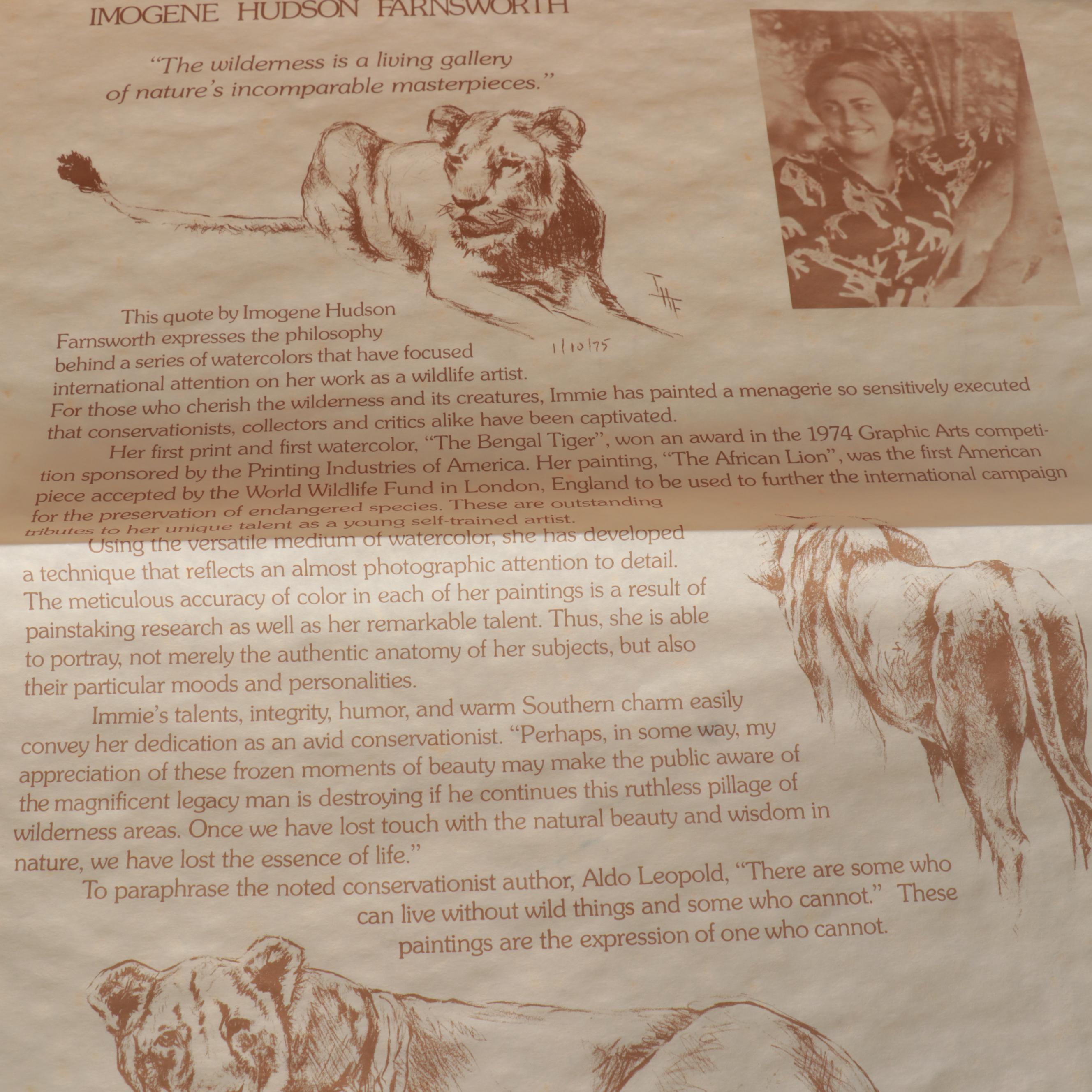 Imogene Hudson Farnsworth Offset Lithograph "The Bengal Tiger" | EBTH