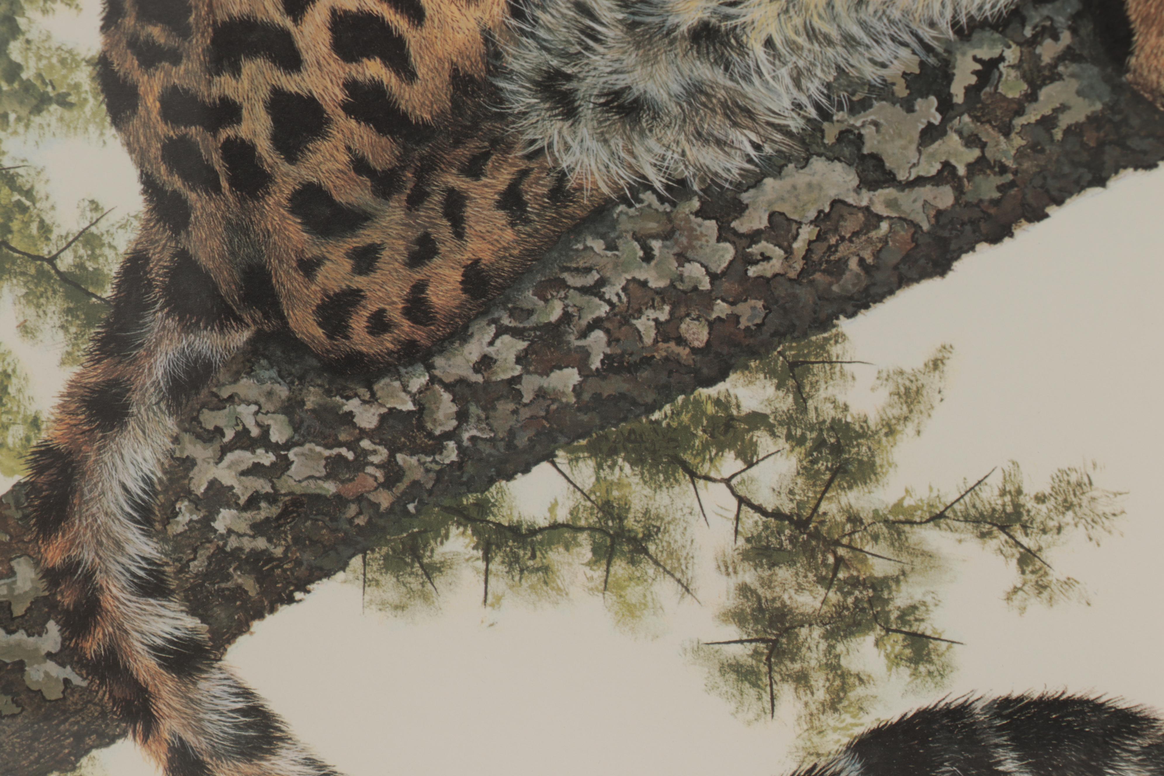 Imogene Hudson Farnsworth Offset Lithograph "African Leopard," Late ...