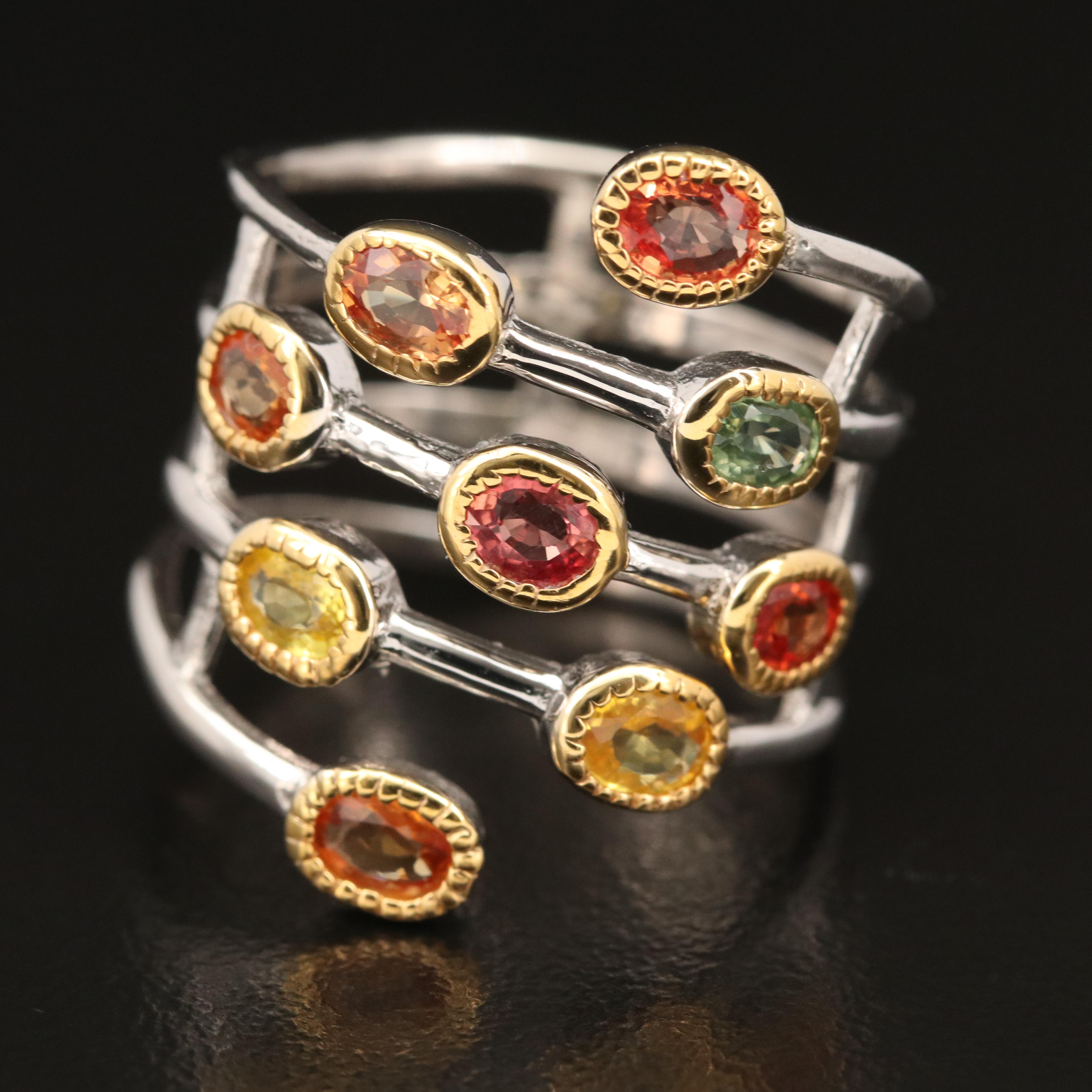 Sterling Silver and Shell Open Front Spiral Ring | EBTH