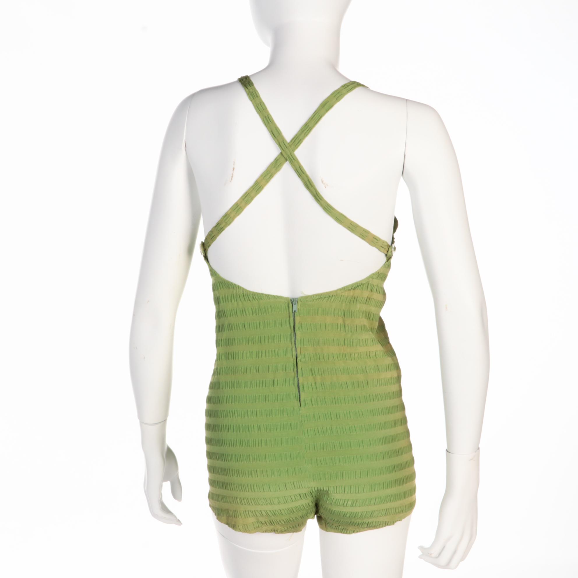 Smocked Green Sheath Bathing Suit | EBTH
