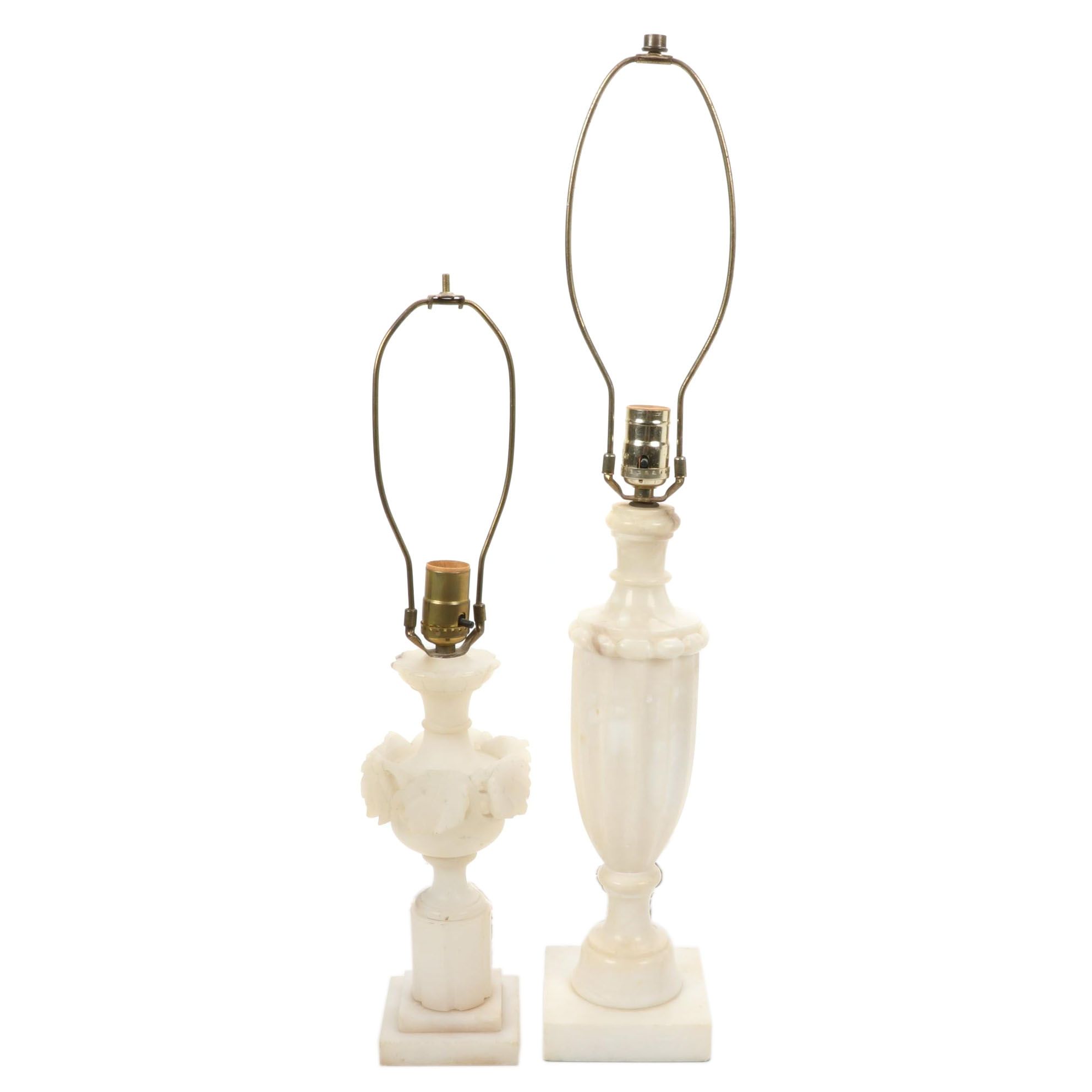Pair of Pink Alabaster Table Lamps | EBTH