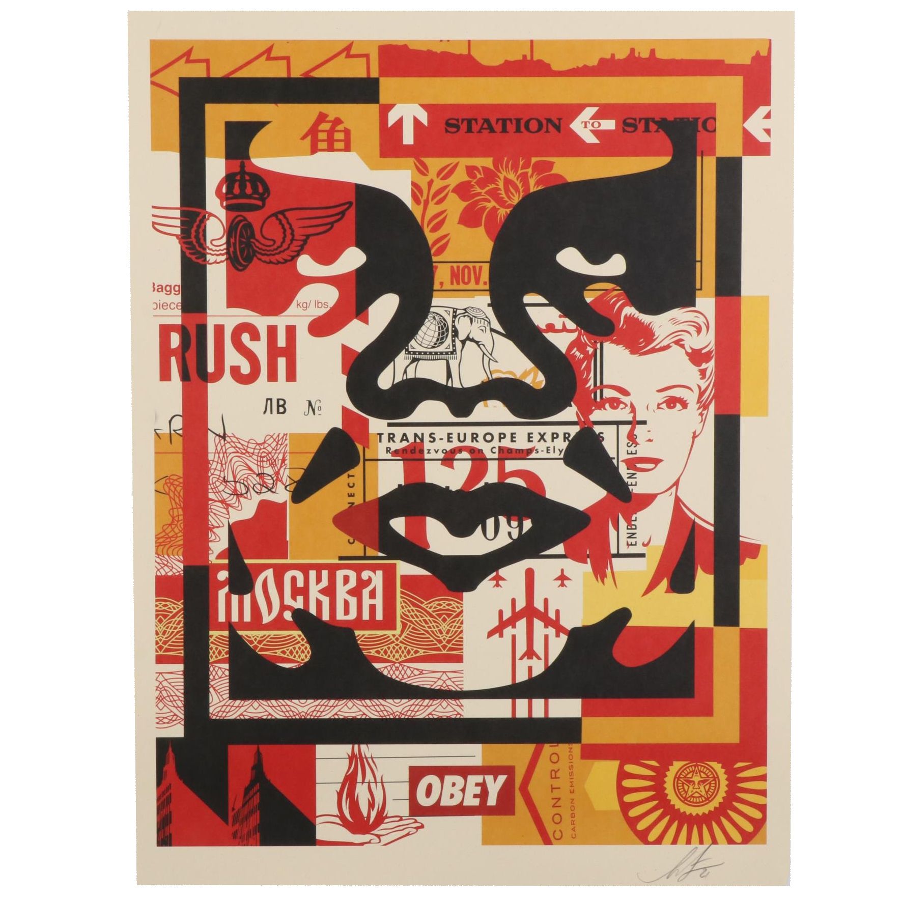 Shepard Fairey Offset Print Poster "OBEY 3-Face Collage," 2021 | EBTH