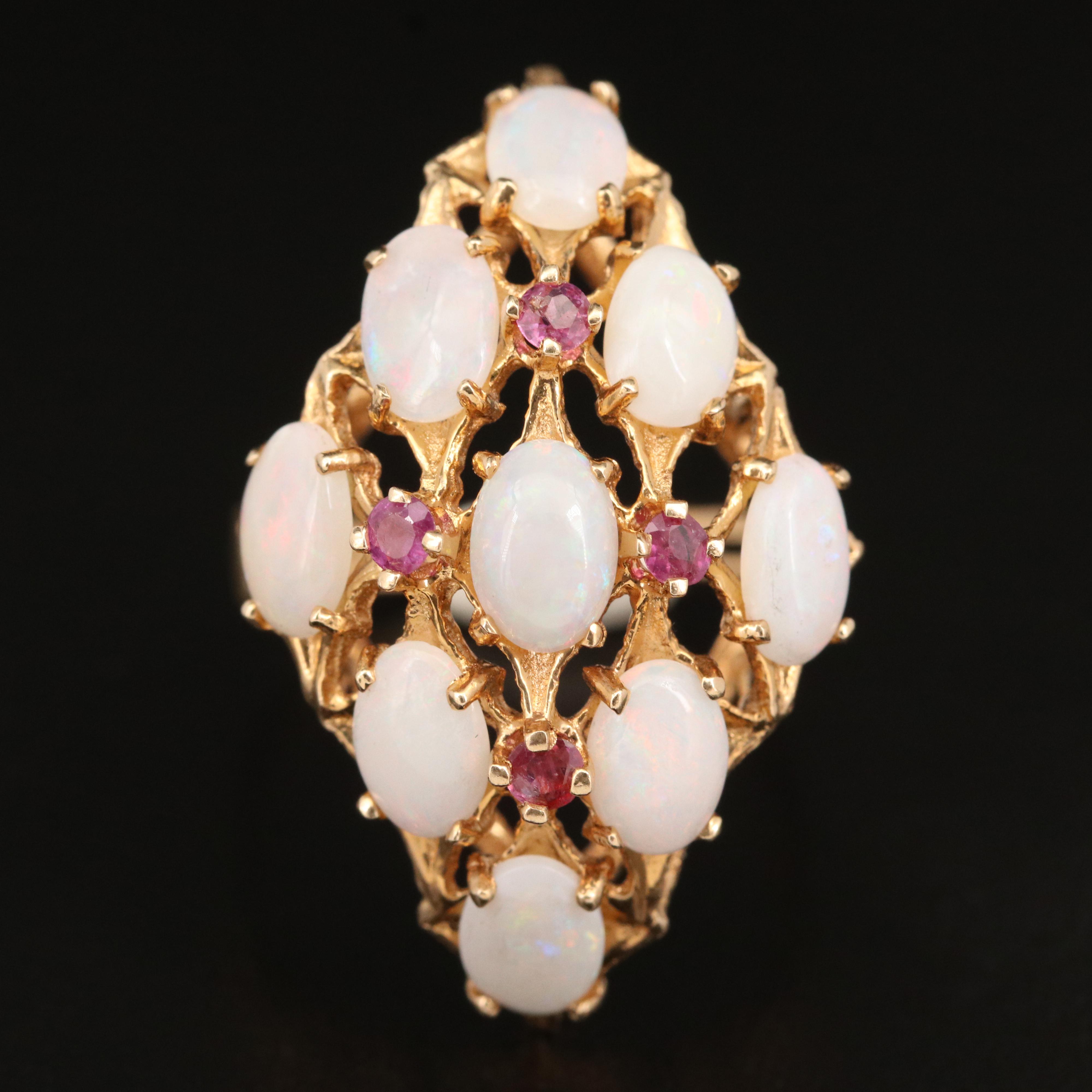 Sterling Opal and Ruby Ring | EBTH