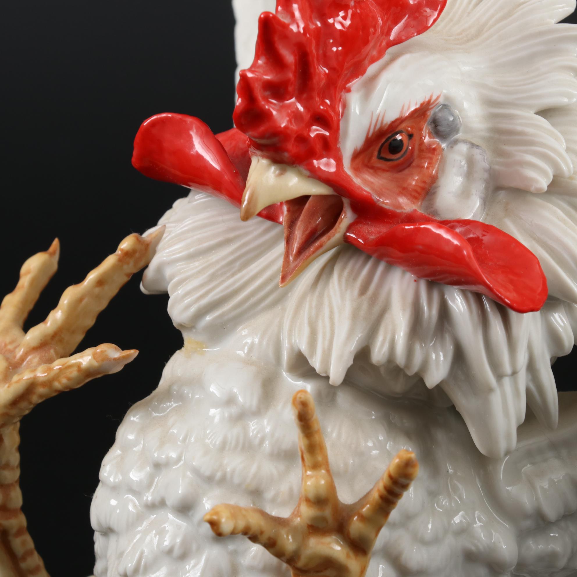 Spanish Algora Porcelain Fighting Cocks Figurines, Mid to Late 20th ...