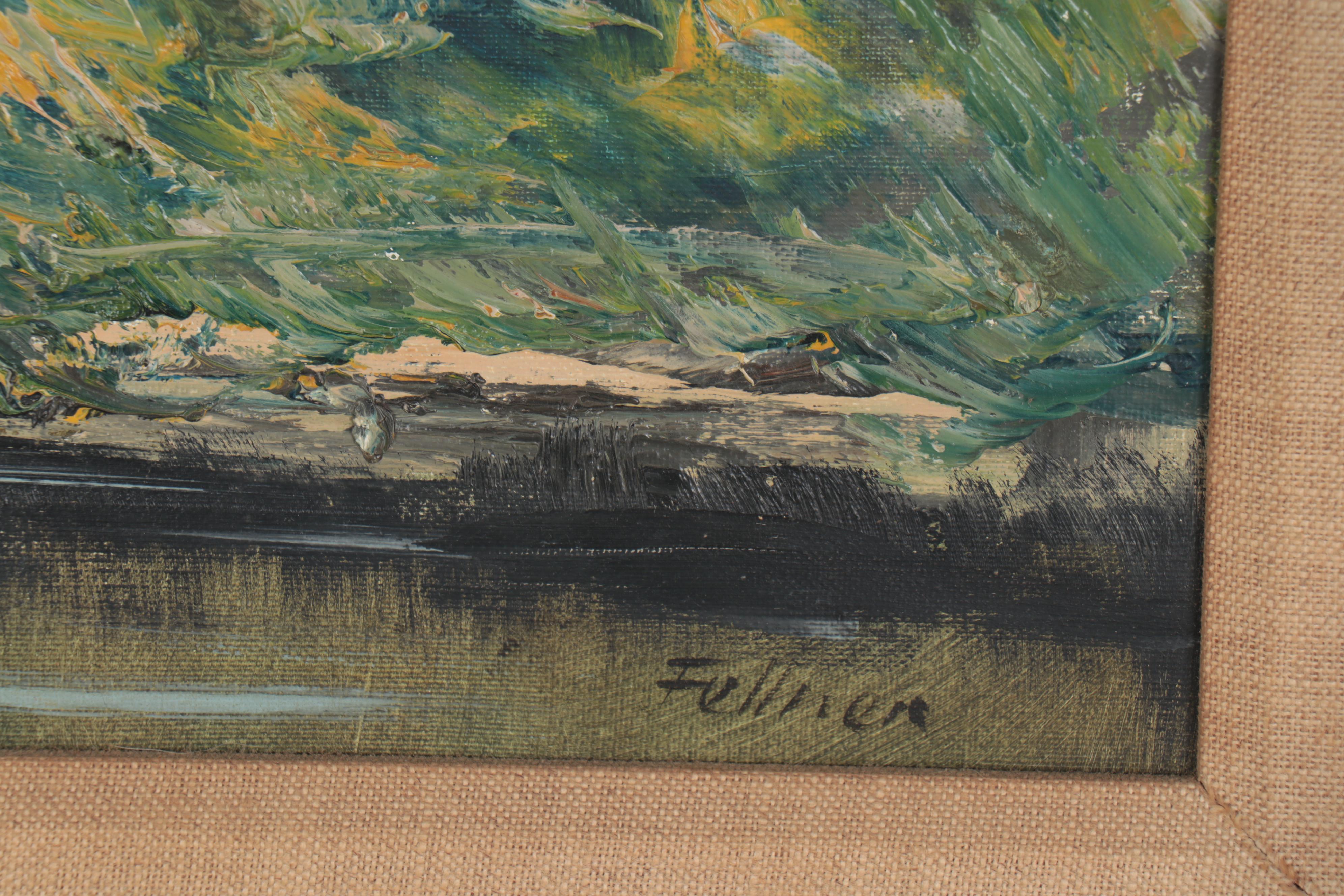 Josef Fellner Landscape Oil Painting of Mountainous Forest | EBTH