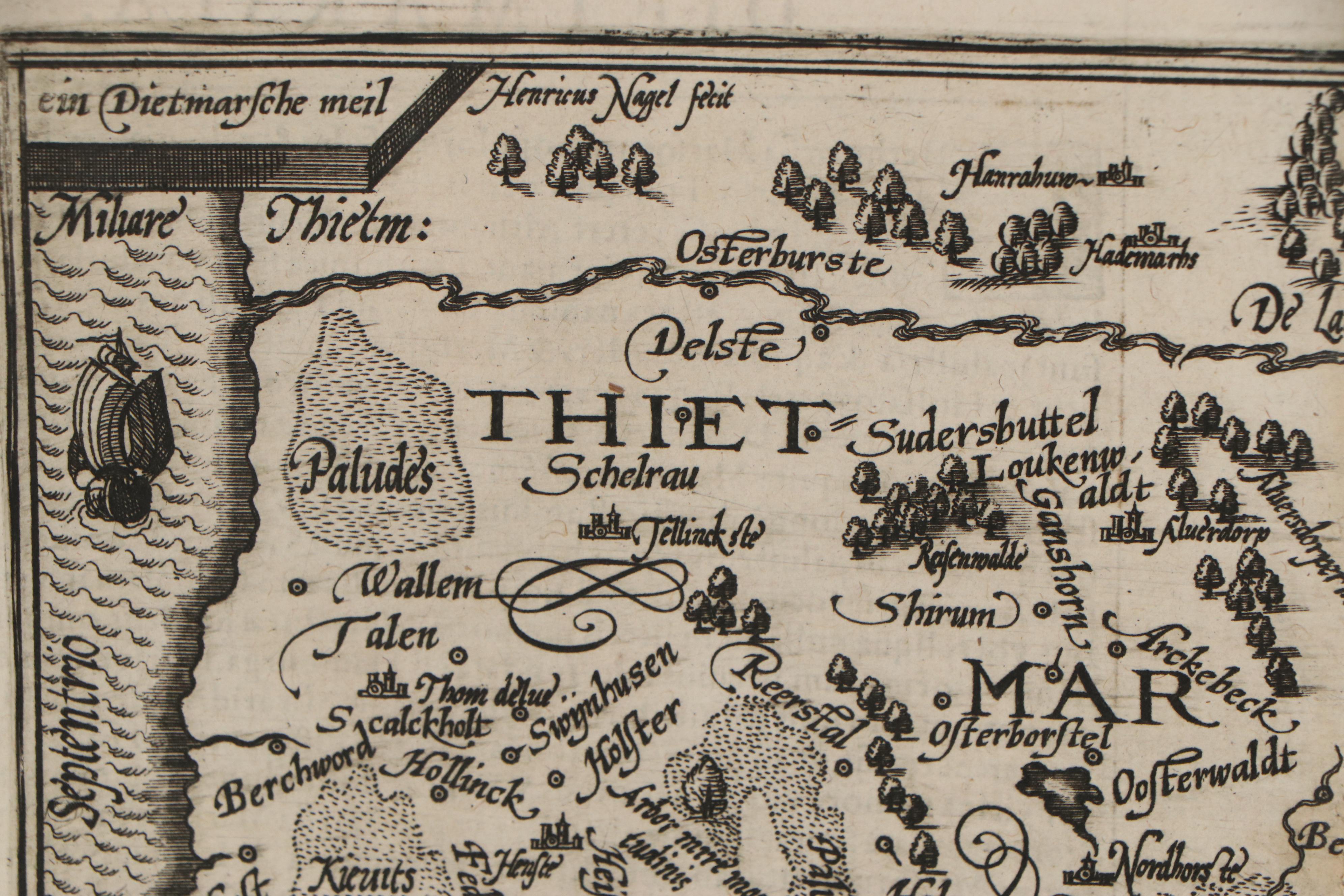 Matthias Quad Engraving Map of Denmark, 1596 | EBTH