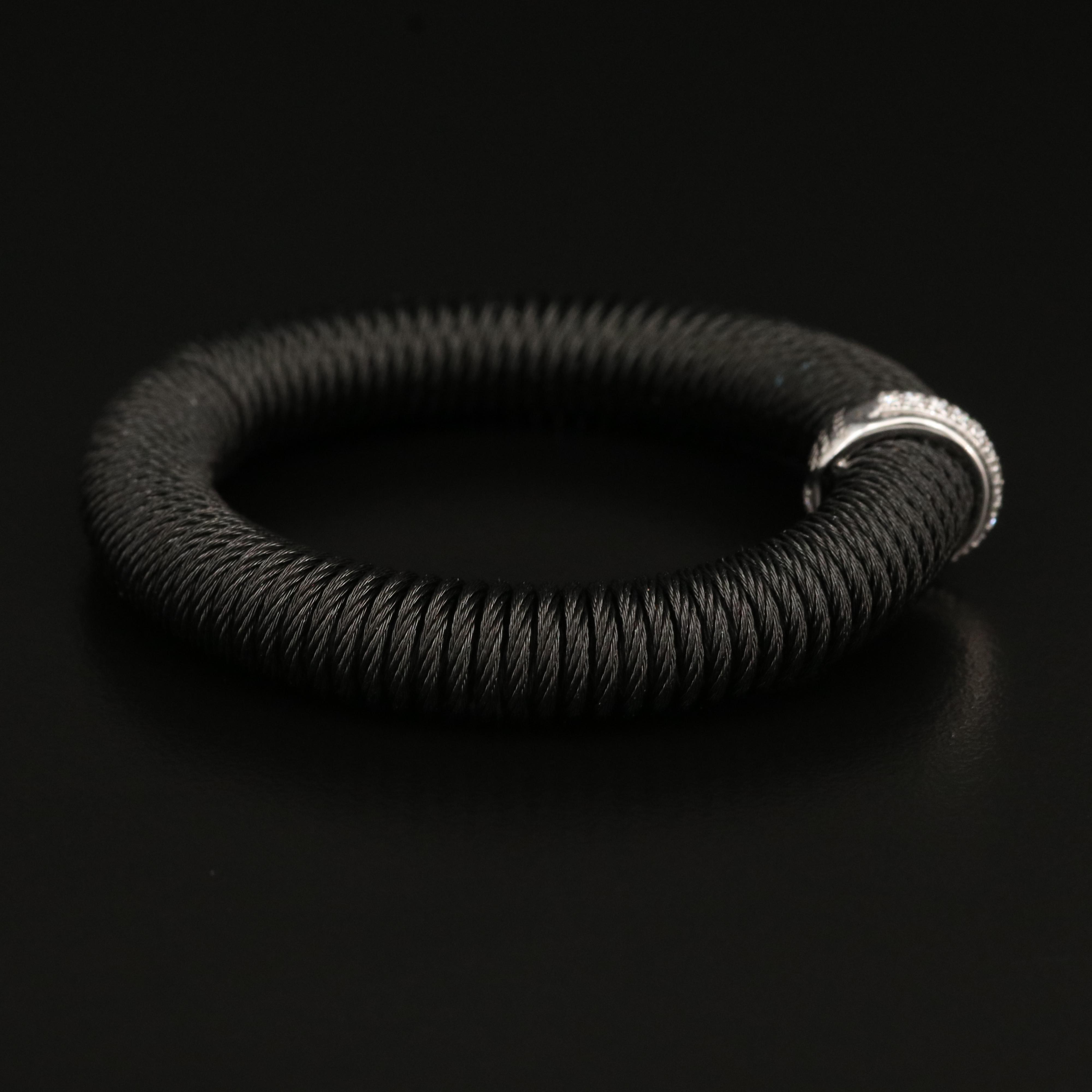 ALOR Stainless Steel Expandable Bracelet with 18K Diamond Lined Accent ...