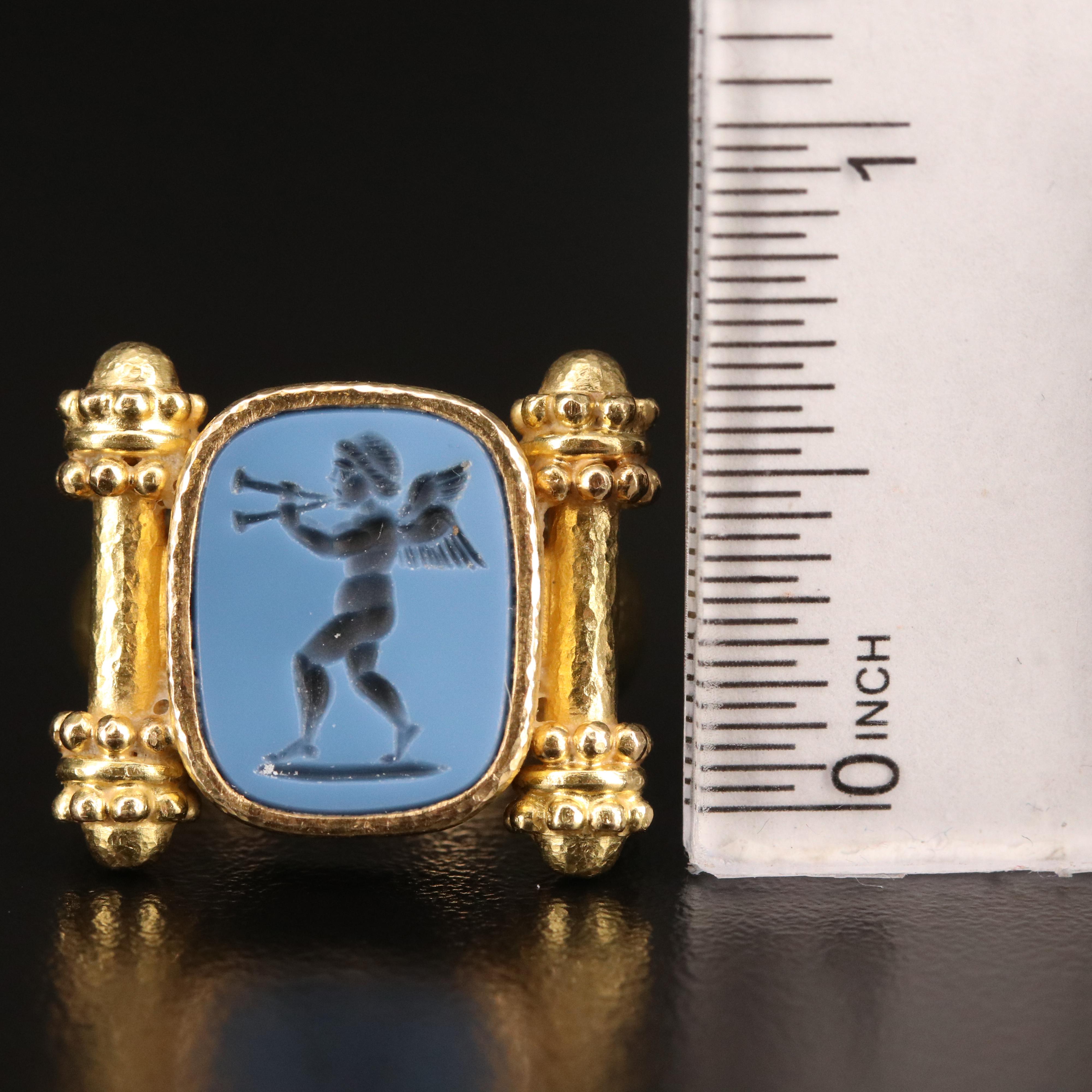 Etruscan Style 18K Onyx Cherub Intaglio Ring | EBTH