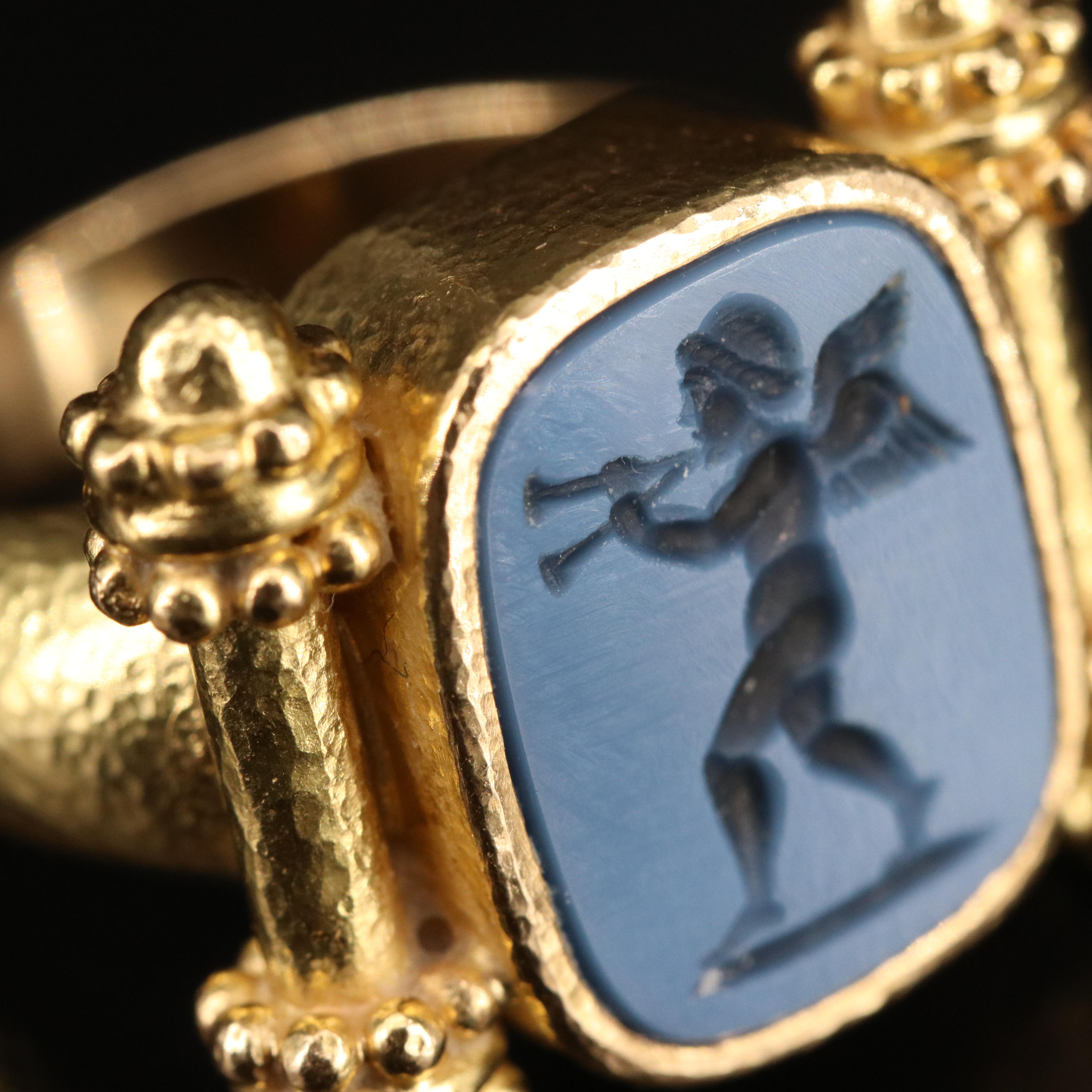 Etruscan Style 18K Onyx Cherub Intaglio Ring | EBTH