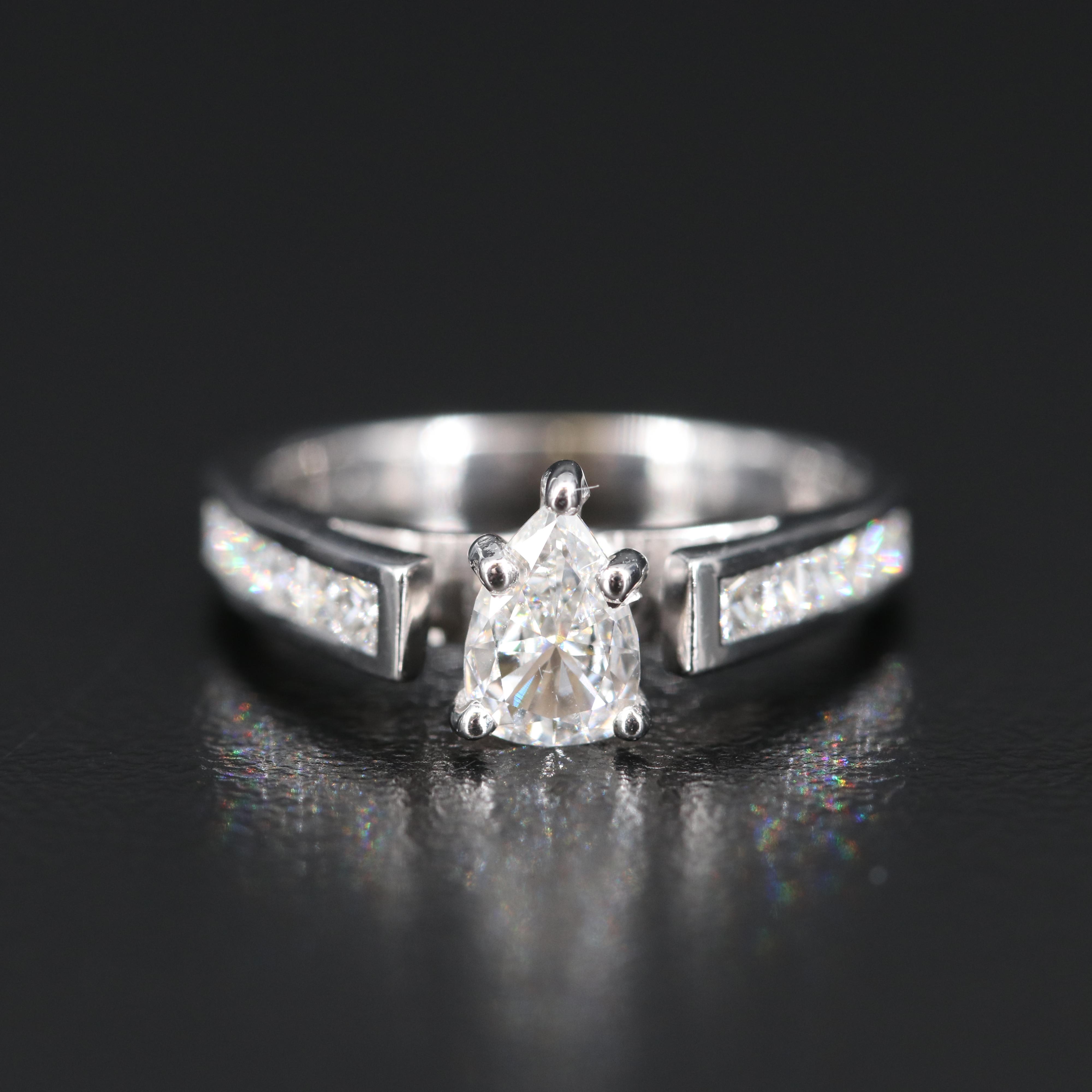 18K Diamond Cathedral Ring with Channel Shoulders | EBTH