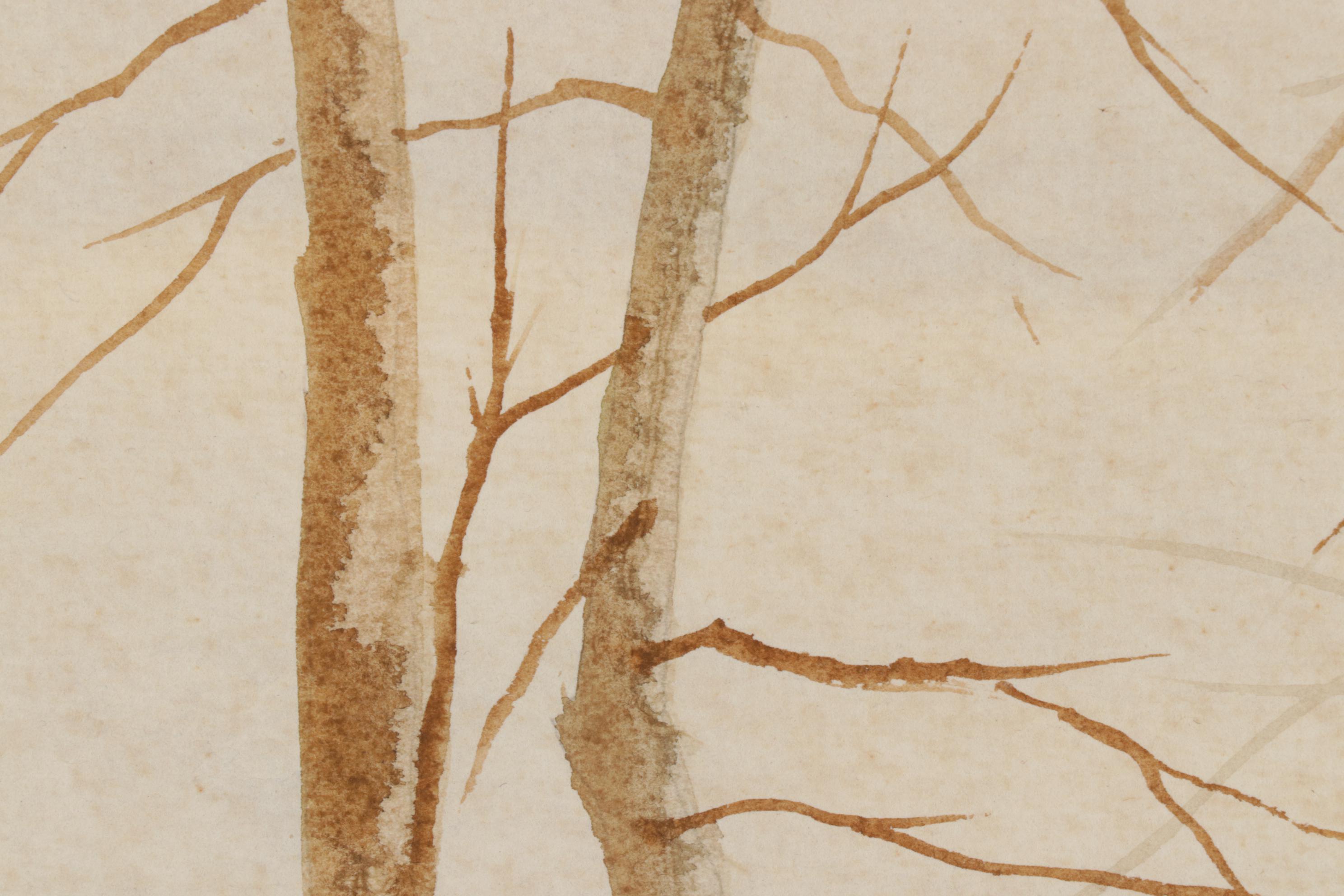 Landscape Watercolor Painting of Bare Trees | EBTH