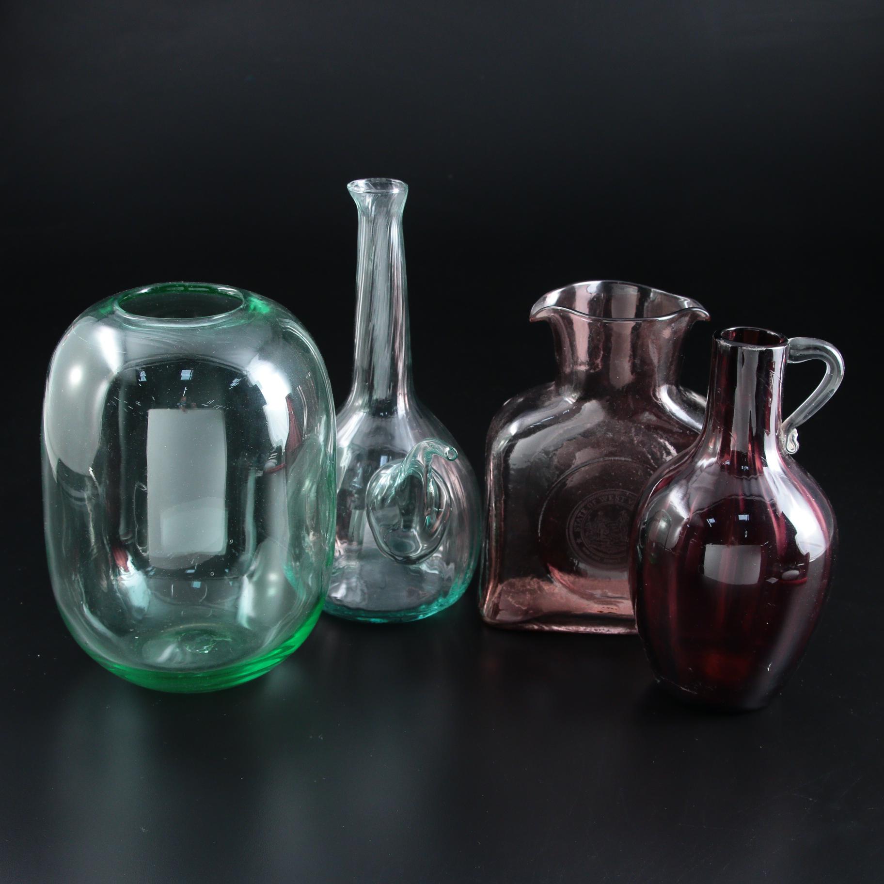 Blenko Square Pitcher Decanter with West Virginia State Seal and Other ...
