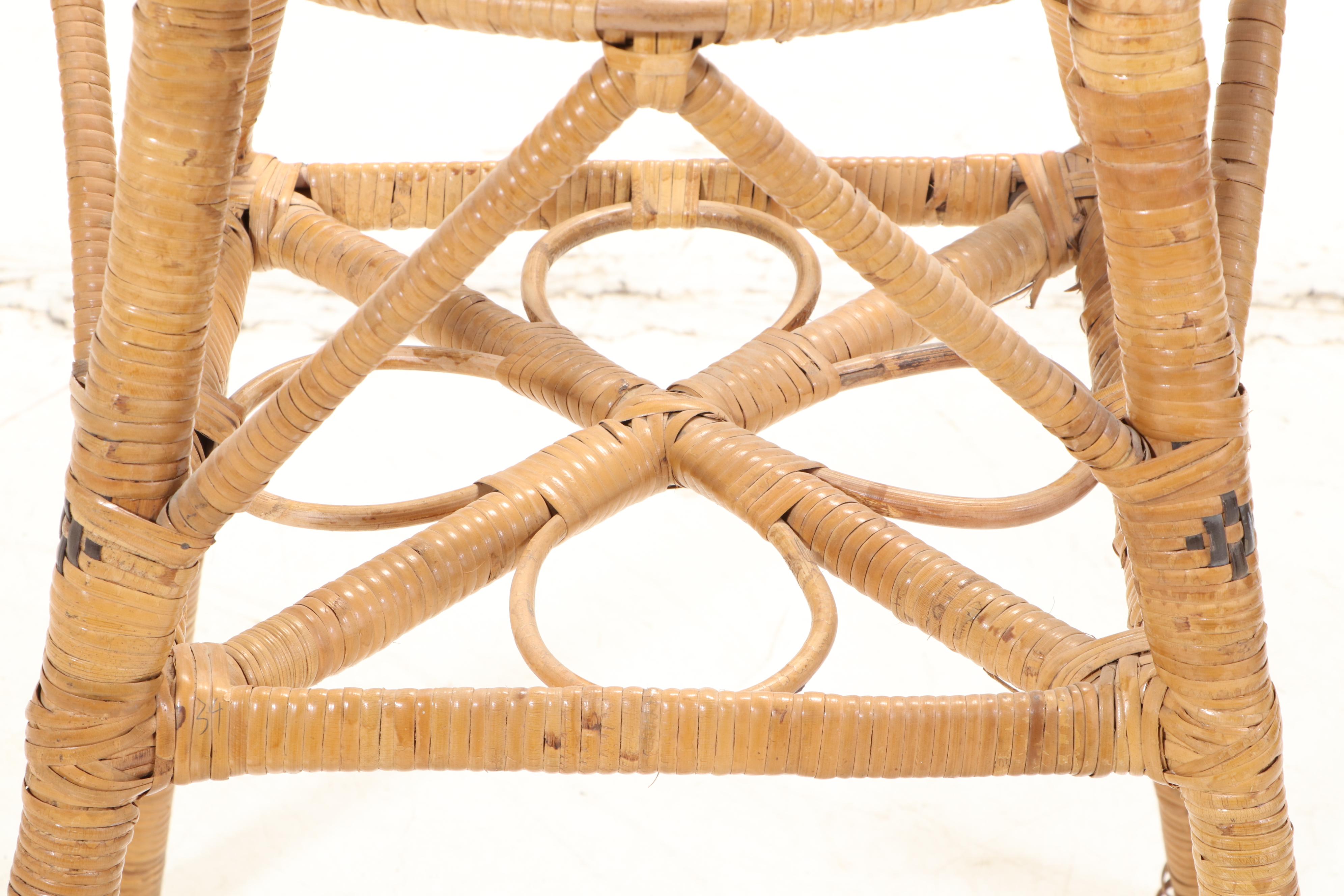 Woven Cane Open Apron End Table | EBTH