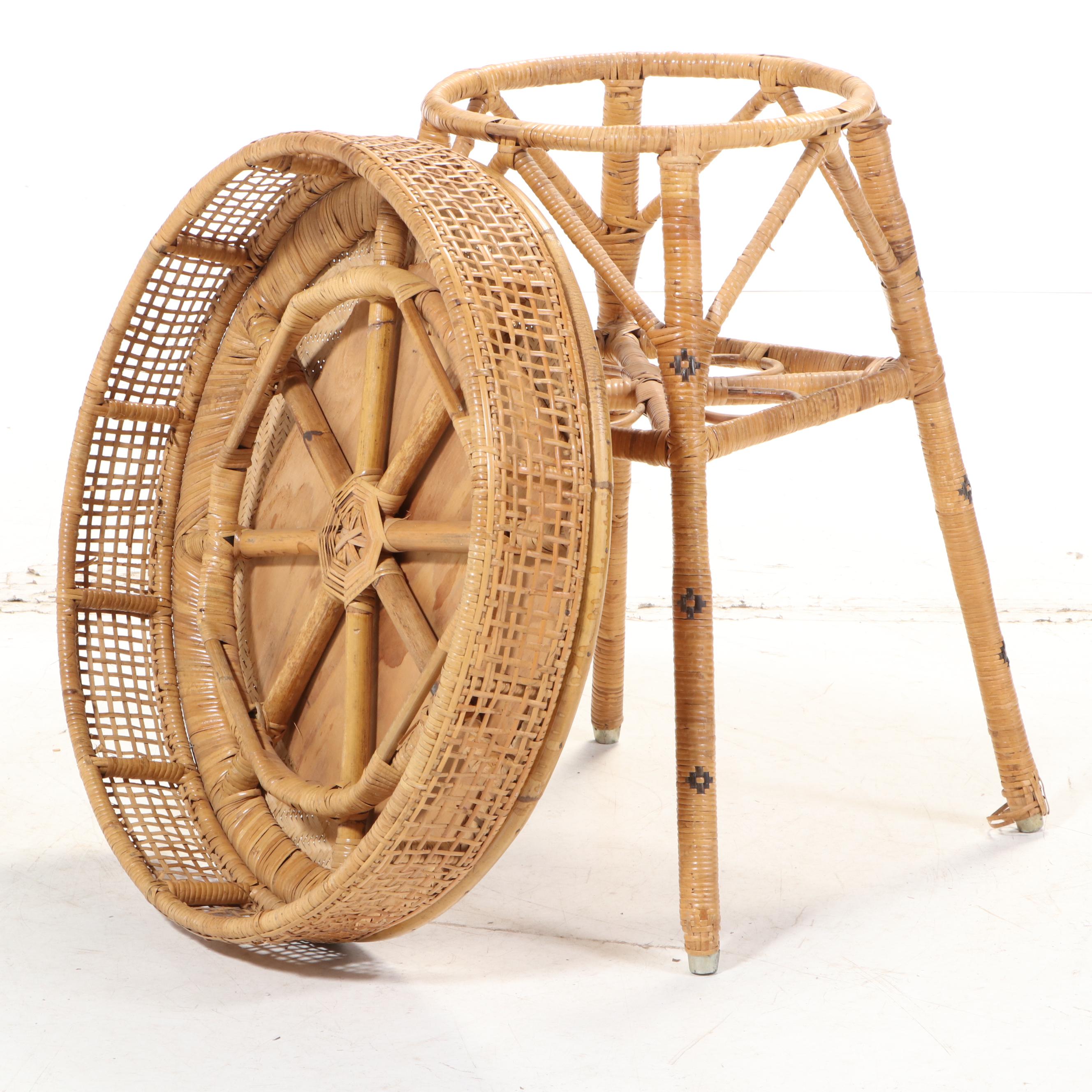 Woven Cane Open Apron End Table | EBTH