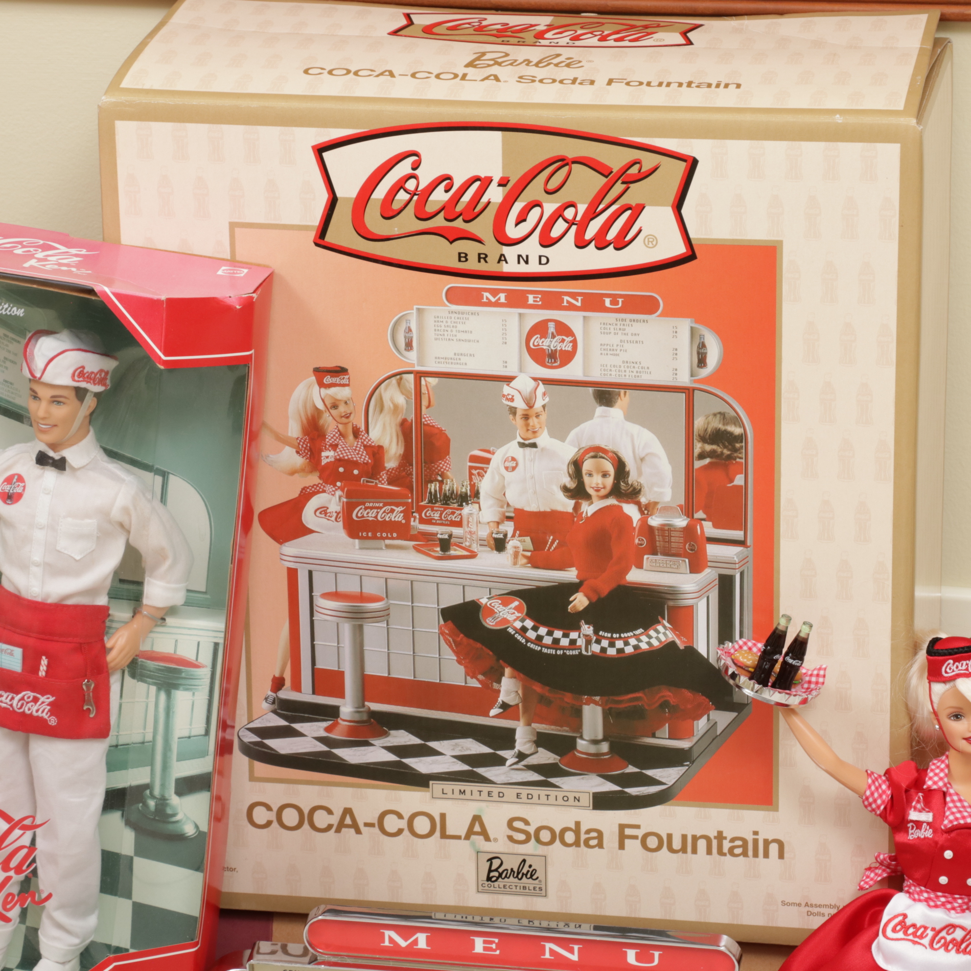 Mattel Coca-Cola Themed Barbies with Classic Diner Soda Fountain | EBTH