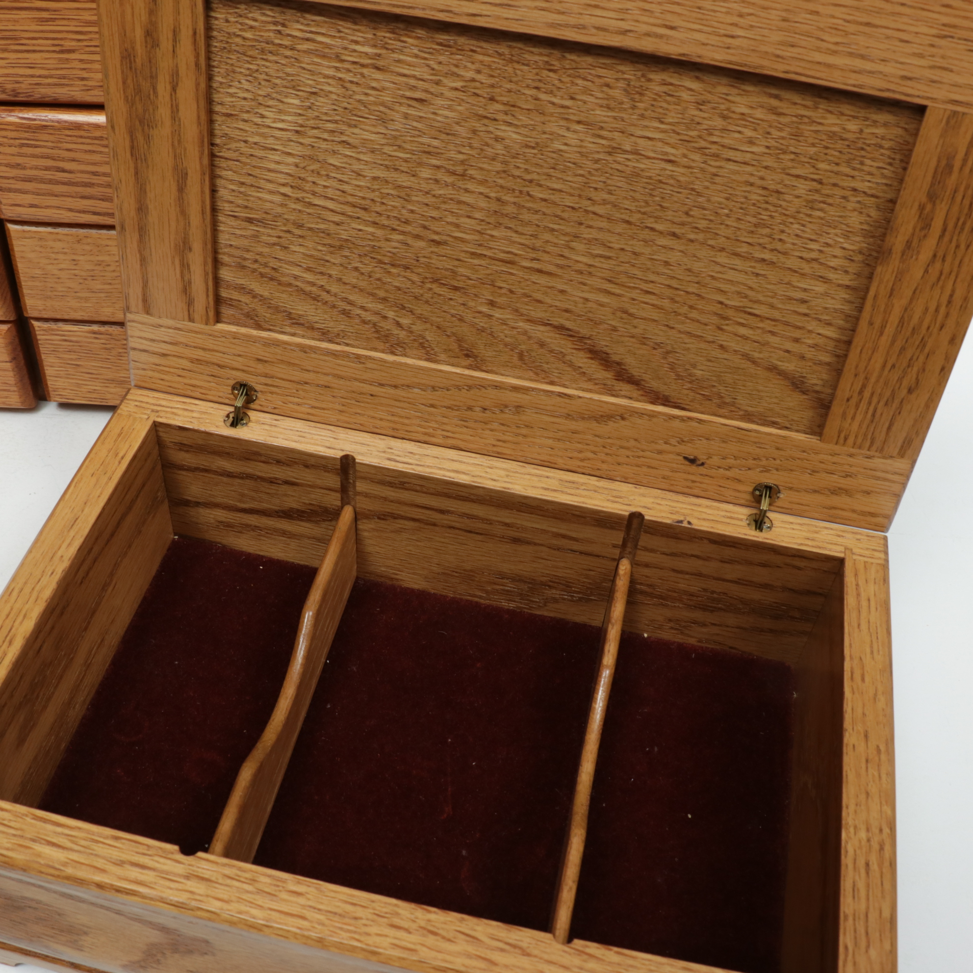 Oak Jewelry Box and Chest, Late 20th Century | EBTH
