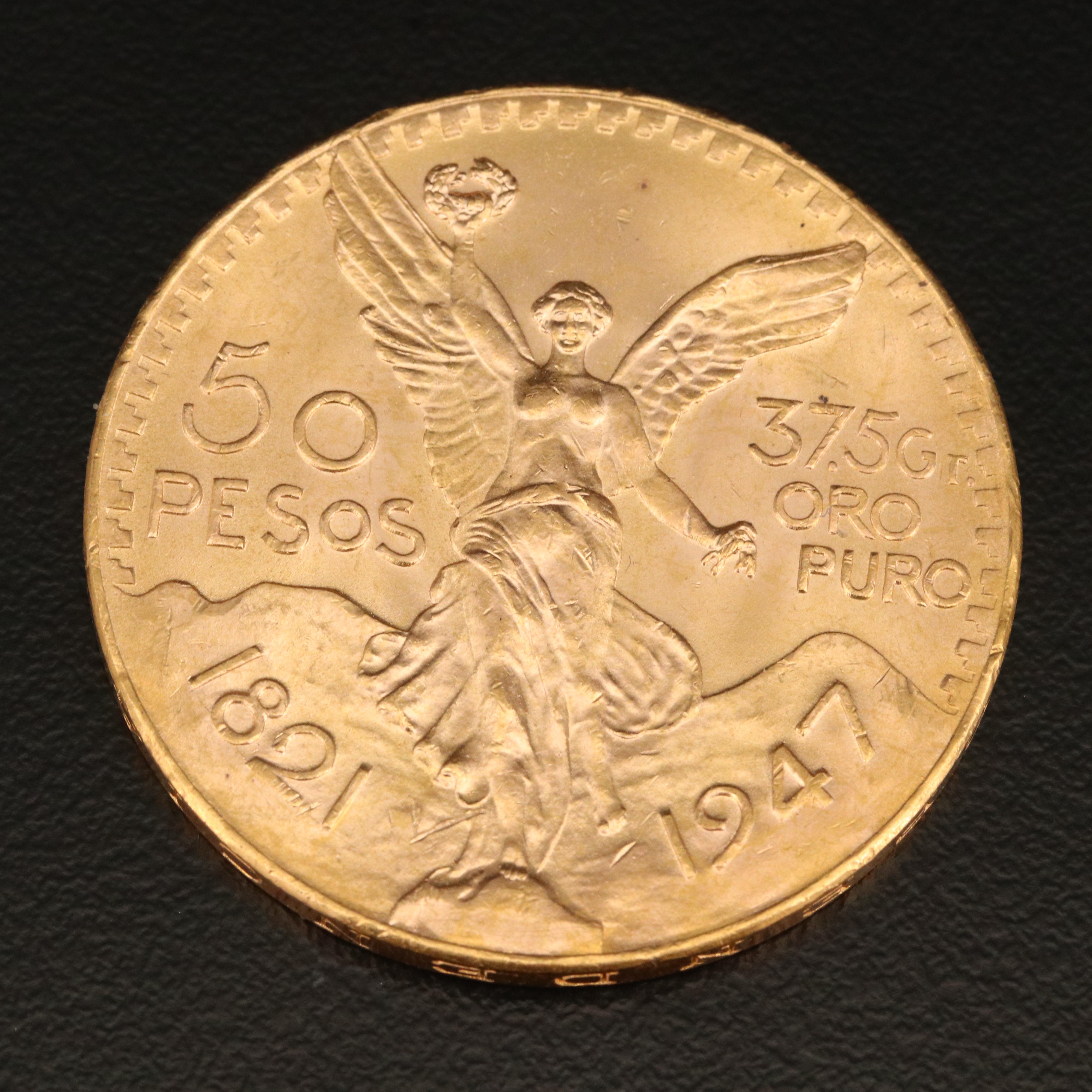 1947 Gold Mexican Centenario 50 Peso Coin | EBTH