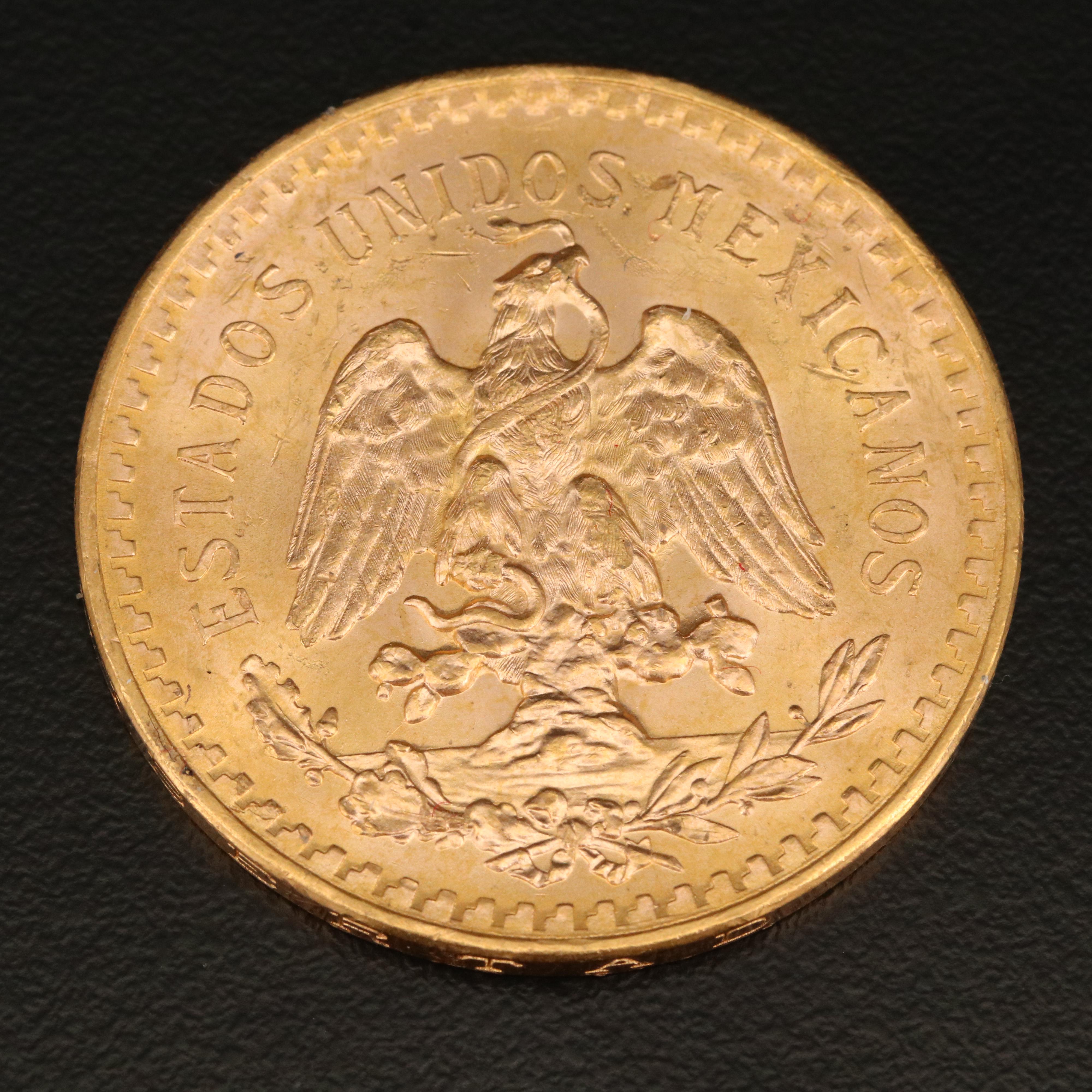 1947 Gold Mexican Centenario 50 Peso Coin | EBTH